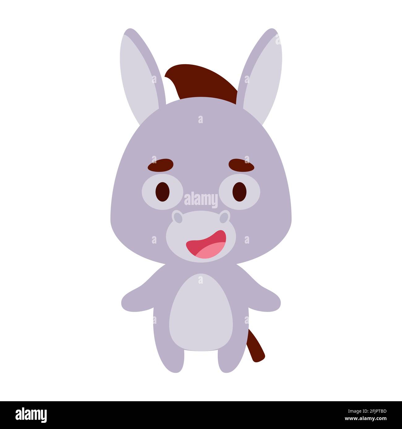 Cute little donkey on white background. Cartoon animal character for ...