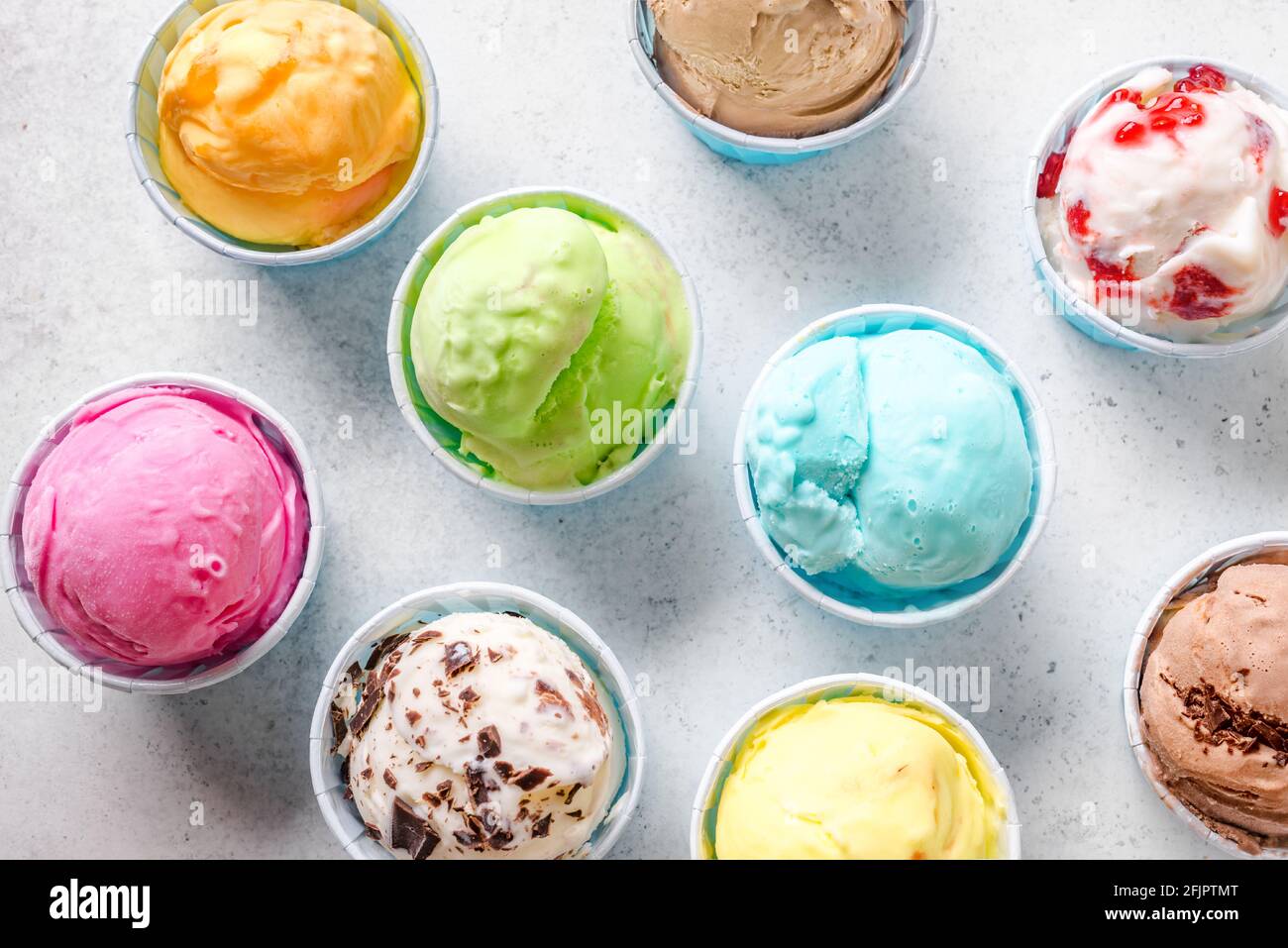Ice Cream Assortment. Various ice creams or gelato on white background ...