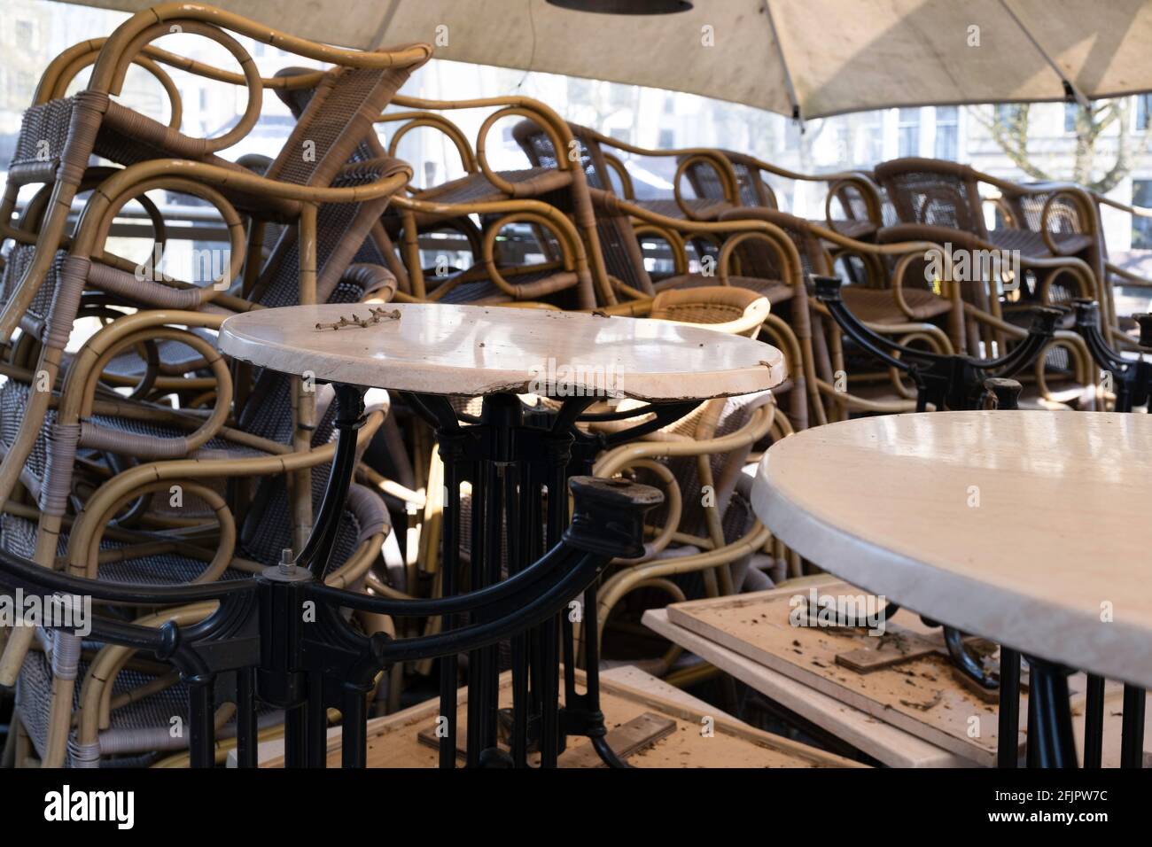 Coffee tables under the awning hi-res stock photography and images - Alamy