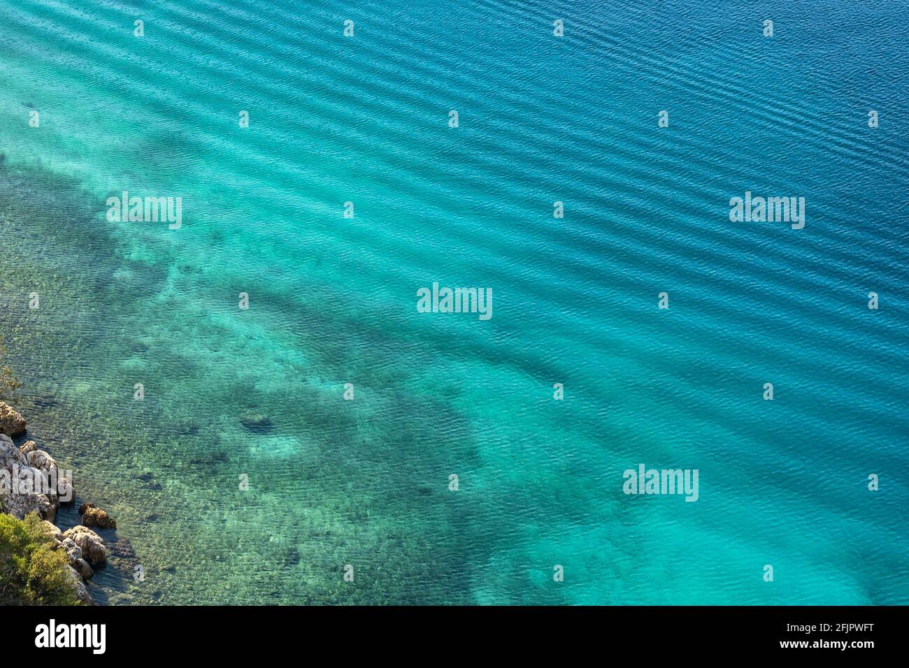Turquoise aquamarine colour of the Mediterranean sea water in Turkey ...