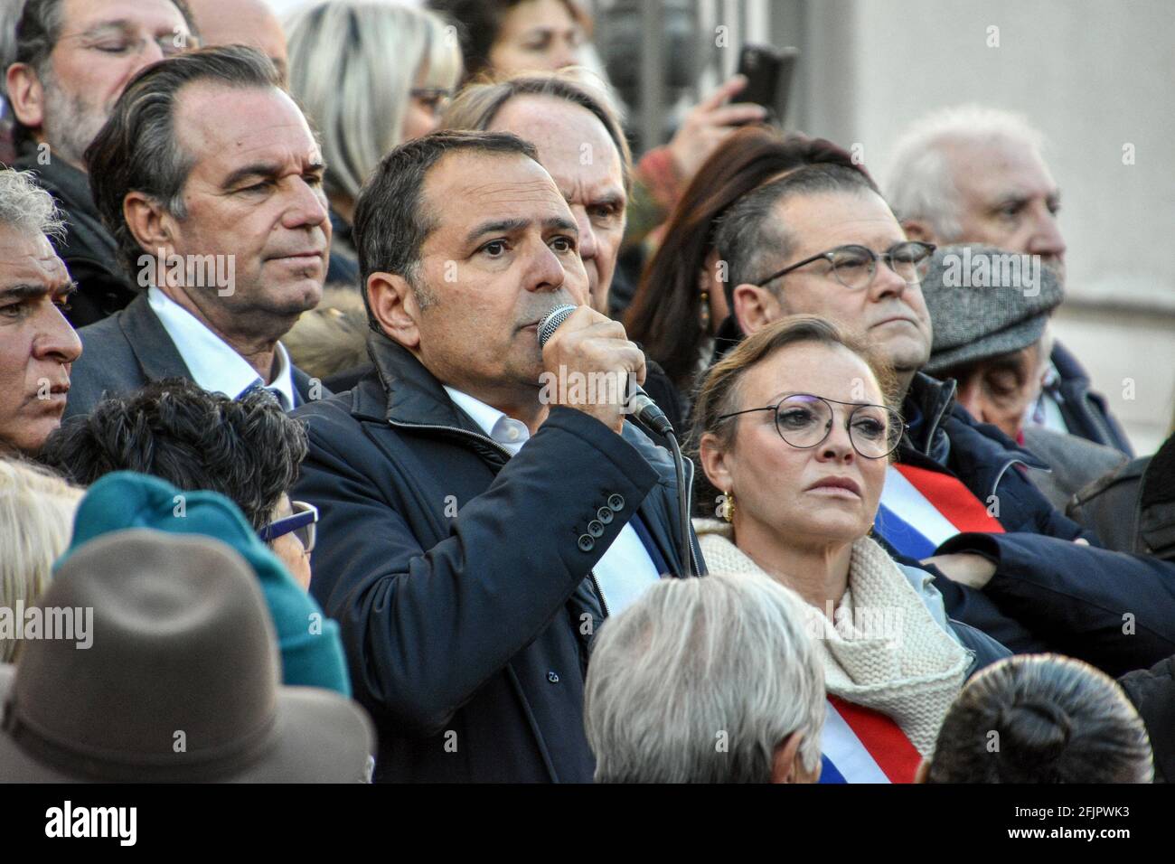 Bruno Benjamin, President of the "Crif" of Marseille, makes a speech ...