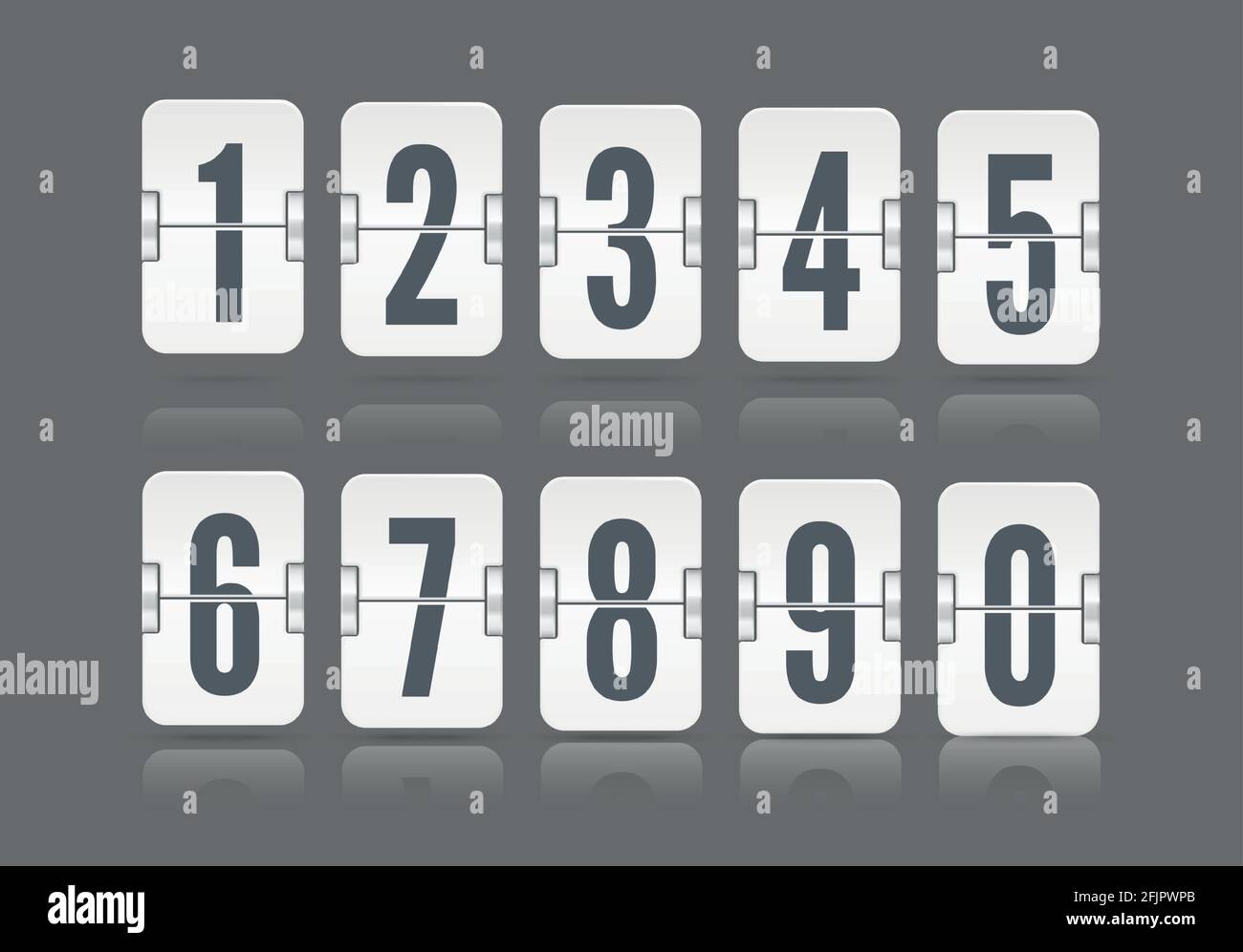 Vector Numeric Flip Scoreboard Set With Reflection Floating On