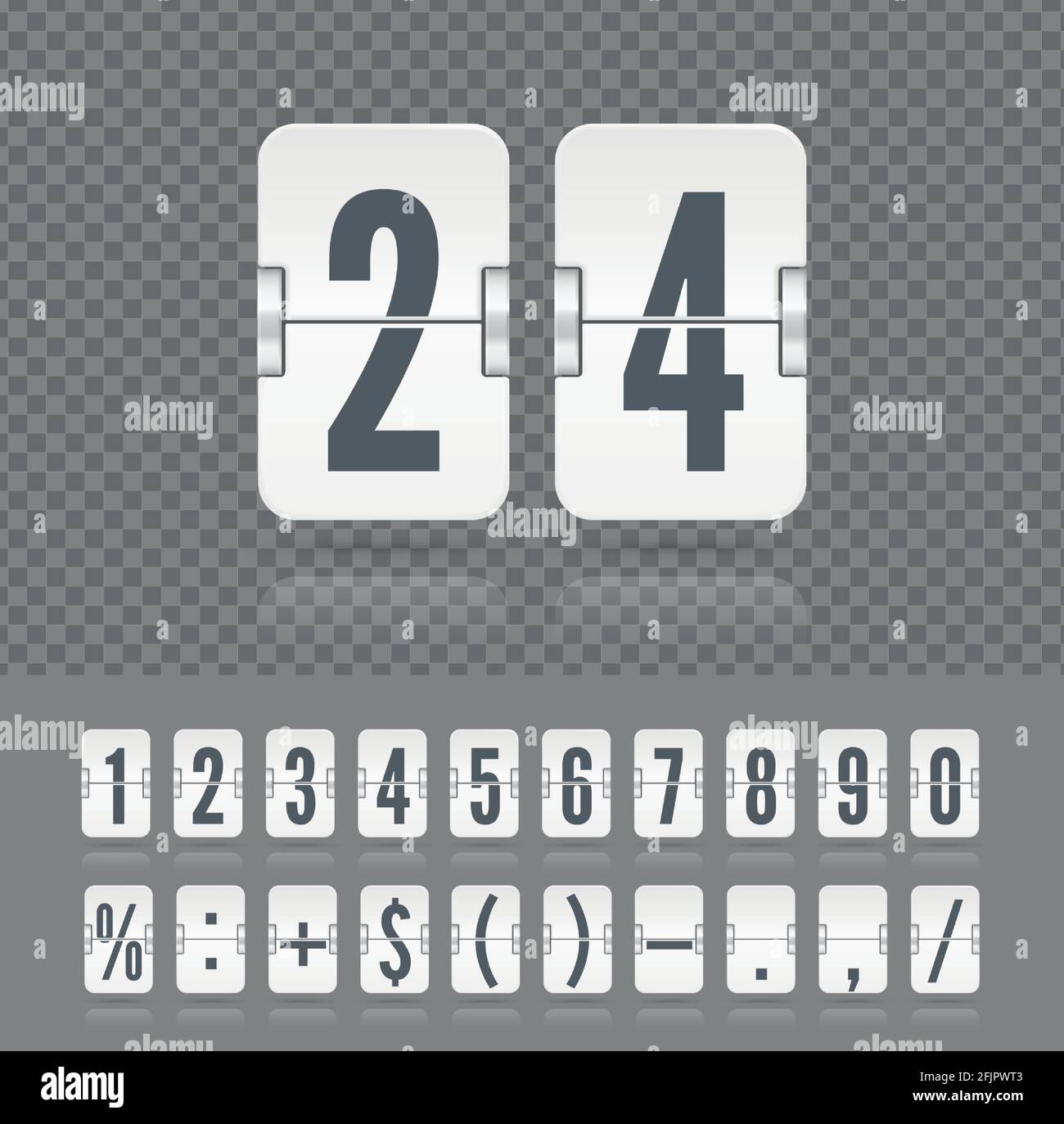 Vintage floating symbols for time meter vector template. Flip numbers and symbols font for ...