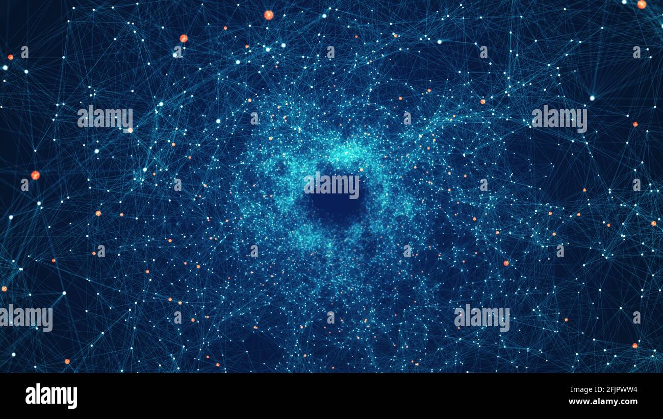 Technology Network Background Concept. A Flying Through Digital Data Tunnel, Made Of Digital ...