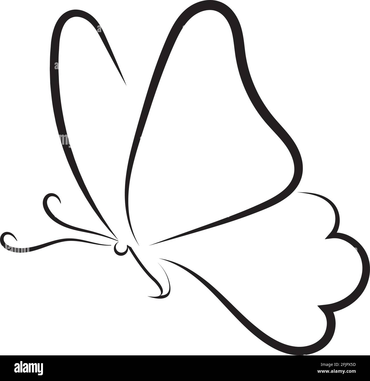 Simple Side Butterfly Outline