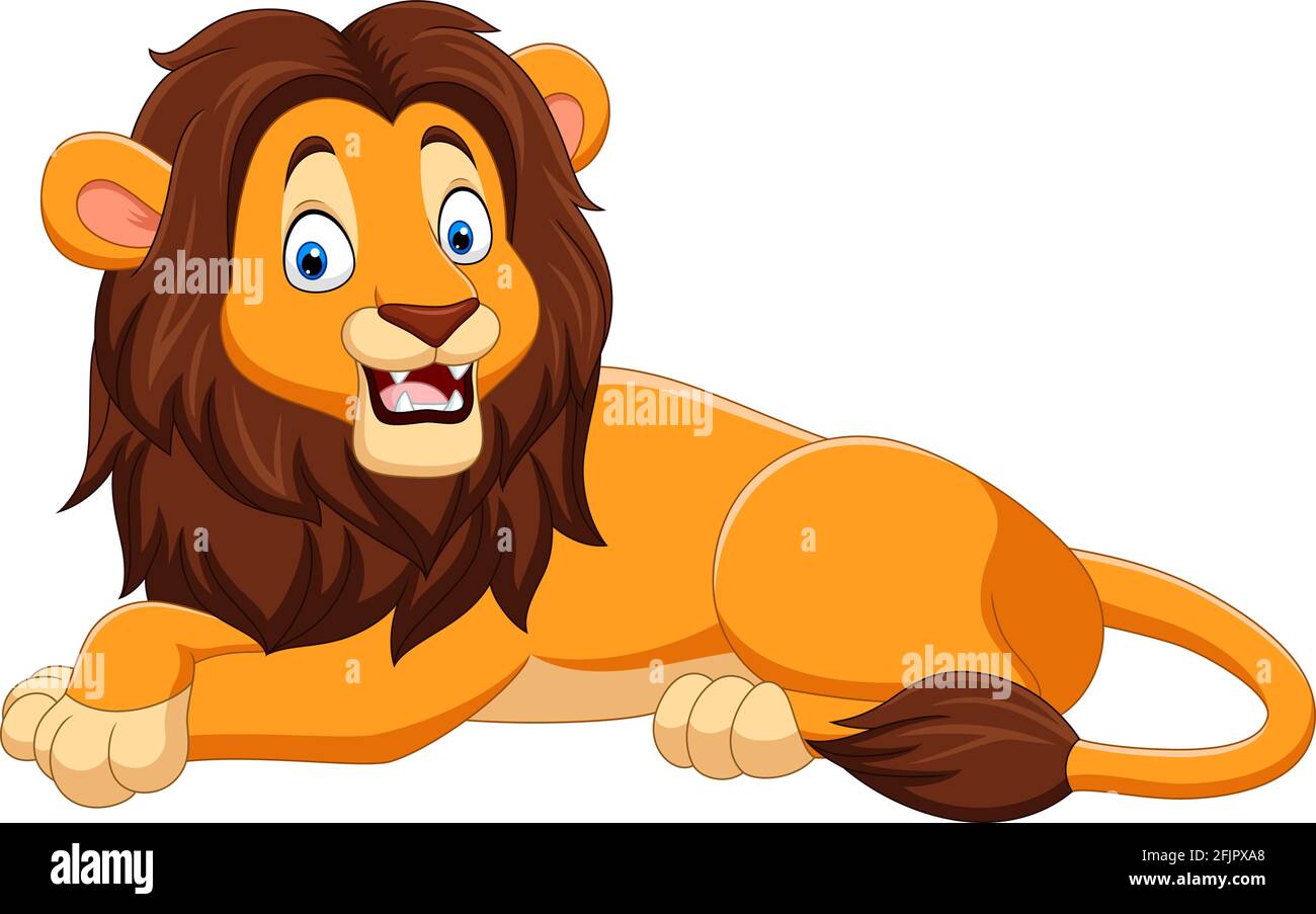 Cartoon happy lion on white background Stock Vector Image & Art - Alamy