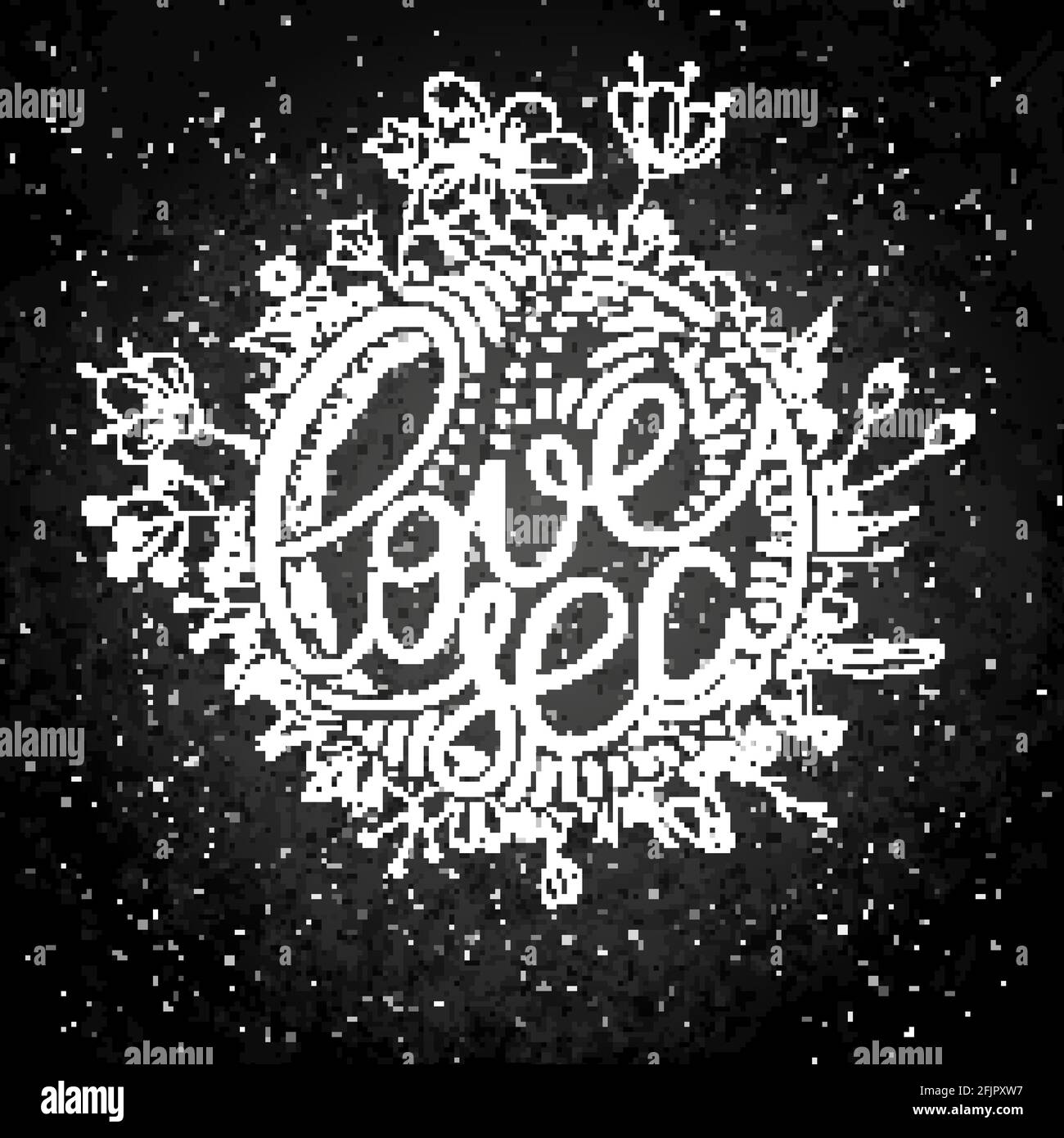 Love Sea. Hand lettering grunge card with flower background ...