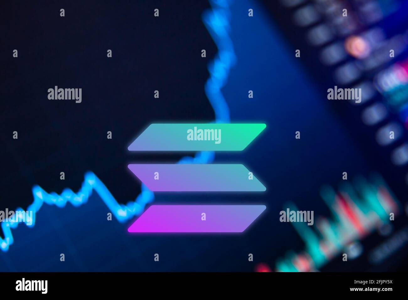 Solana SOL Cryptocurrency. Solana coin growth chart on the exchange ...