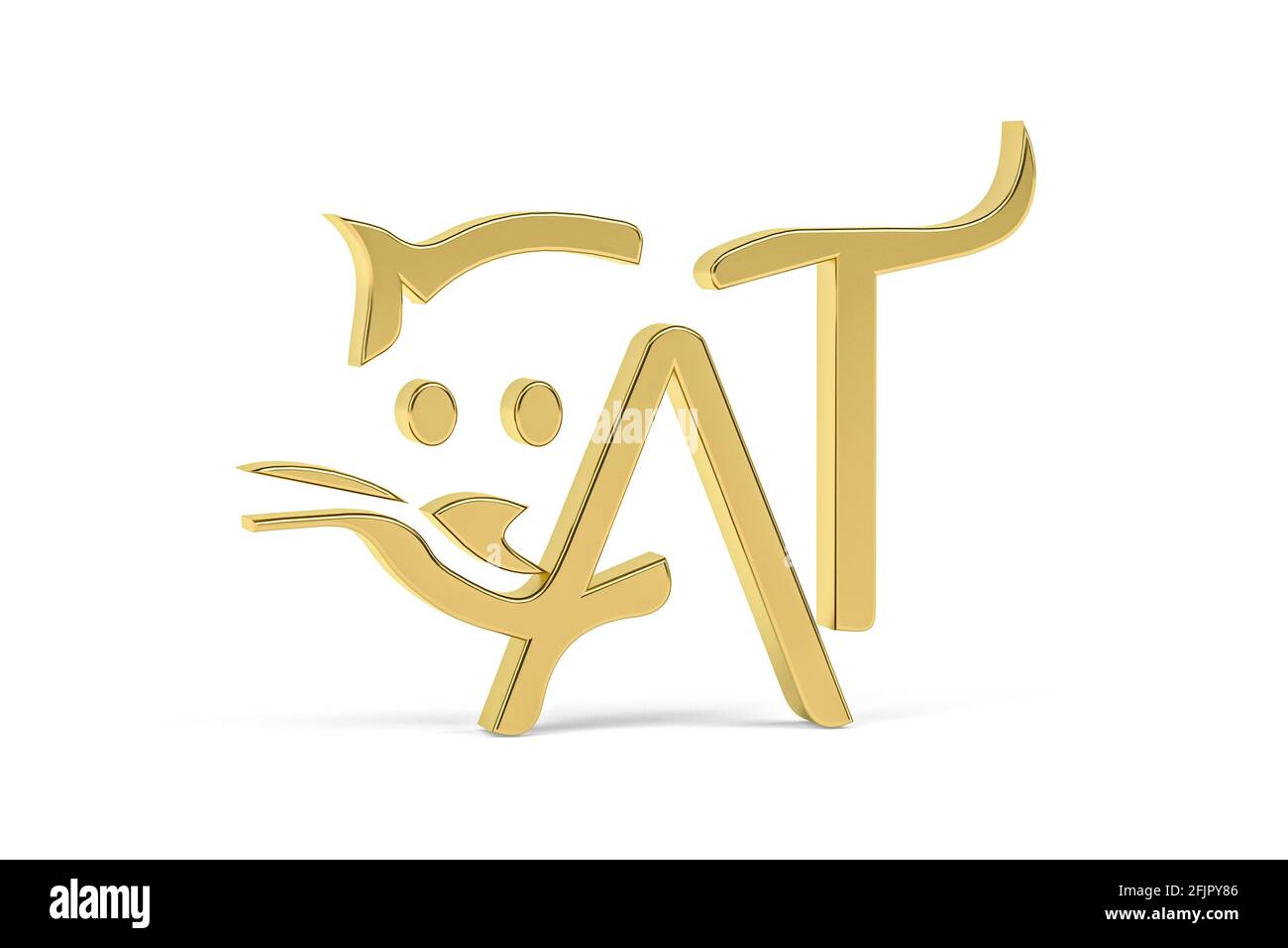Golden 3d cat icon isolated on white background - 3d render Stock Photo ...