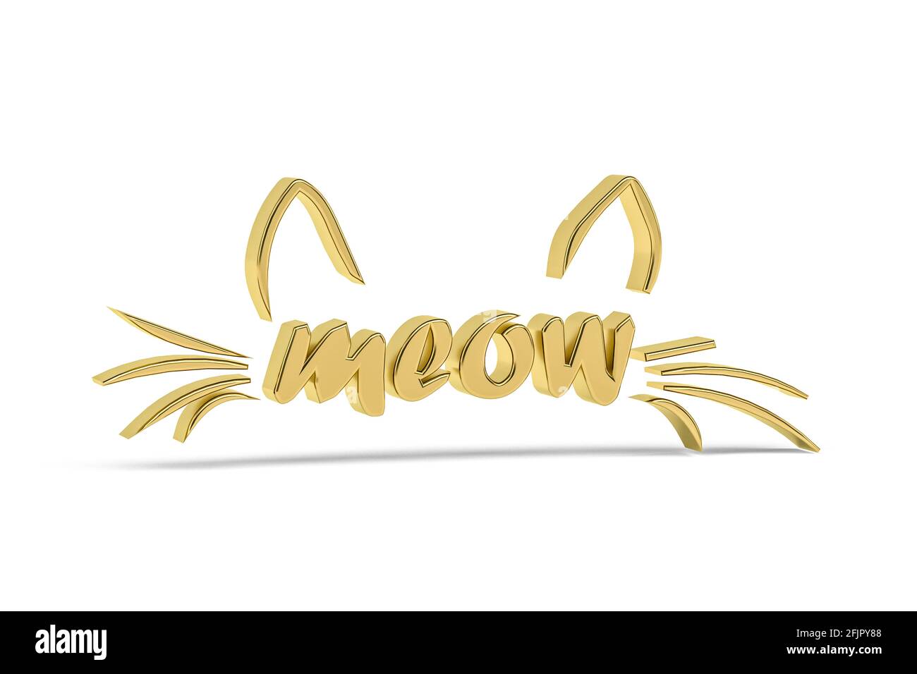 Golden 3d cat icon isolated on white background - 3d render Stock Photo ...