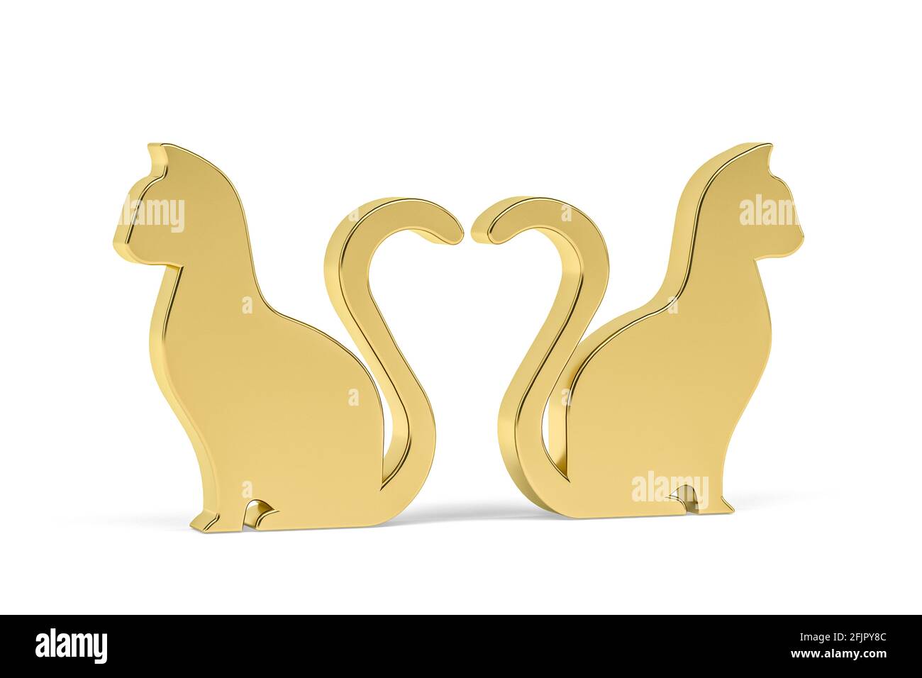 Golden 3d cat icon isolated on white background - 3d render Stock Photo ...