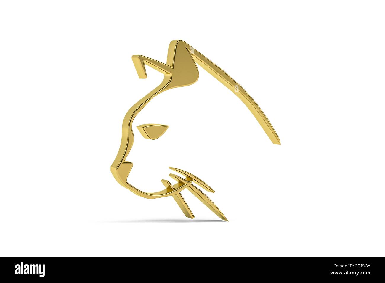 Golden 3d cat icon isolated on white background - 3d render Stock Photo ...
