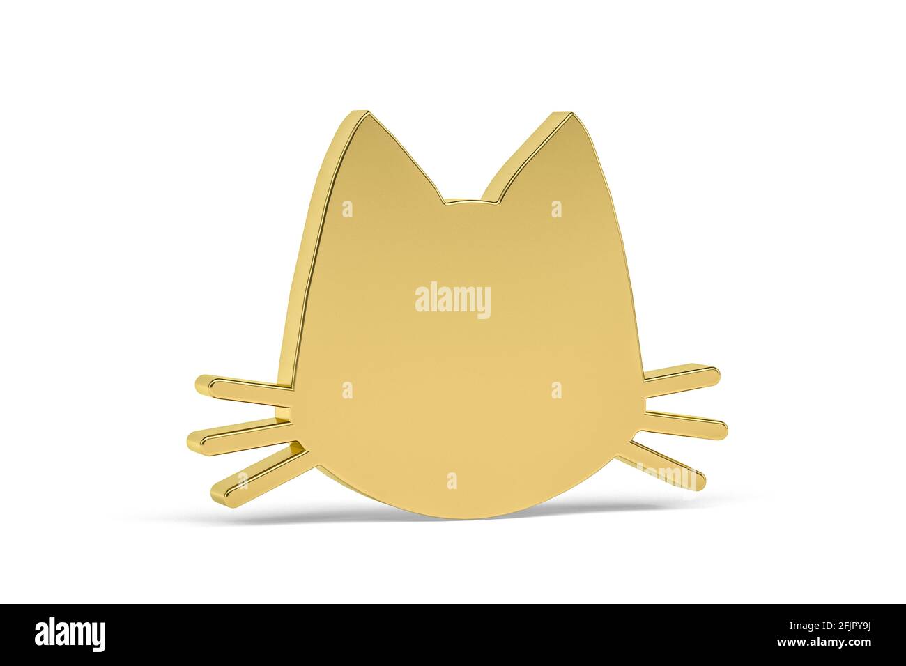 Golden 3d cat icon isolated on white background - 3d render Stock Photo ...