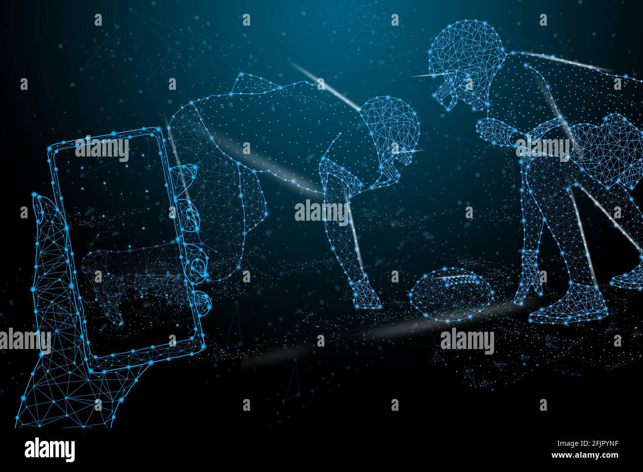 American Football ball made of illuminated shapes. Illustration ...