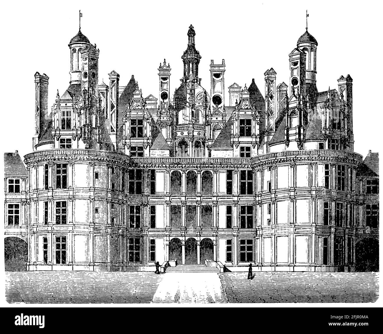 Chambord Castle (central building) / / (encyclopedia, 1888 Stock Photo ...