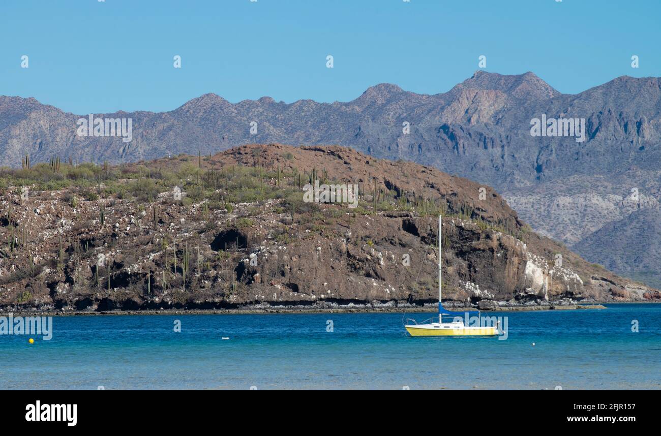 Bahia Concepcion surrounded by desert and mountains in the baja ...
