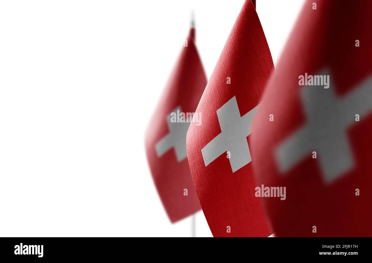 Small national flags of the Switzerland on a white background Stock ...