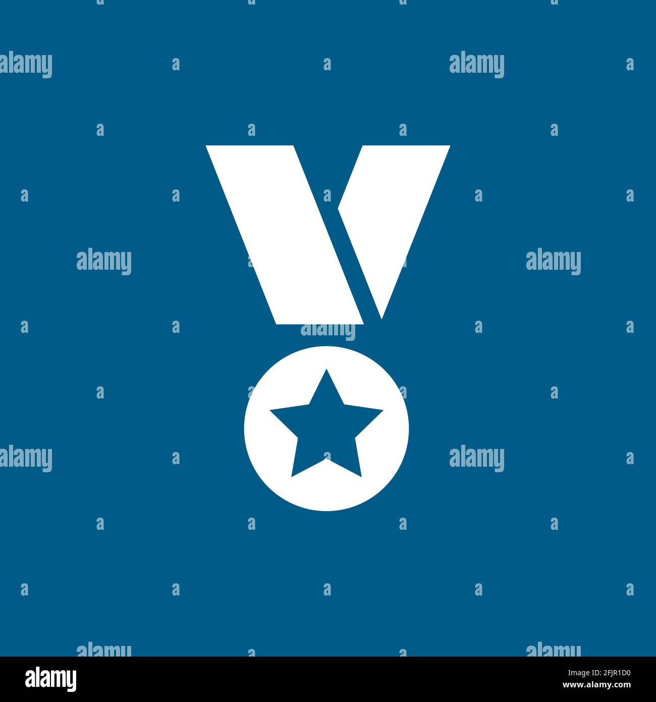 Medal Icon On Blue Background. Blue Flat Style Vector Illustration ...