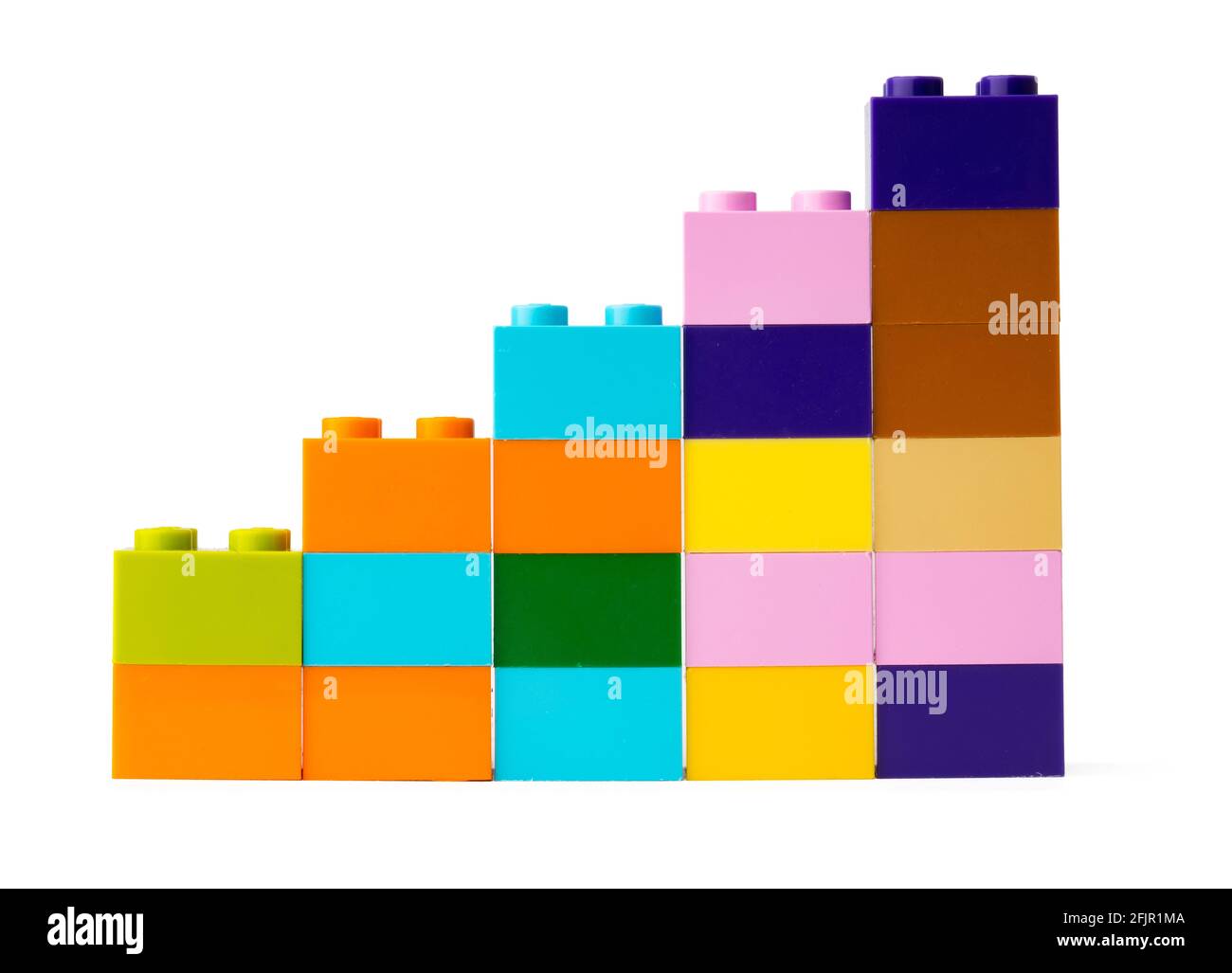 Colorful plastic toy building blocks isolated on white Stock Photo - Alamy