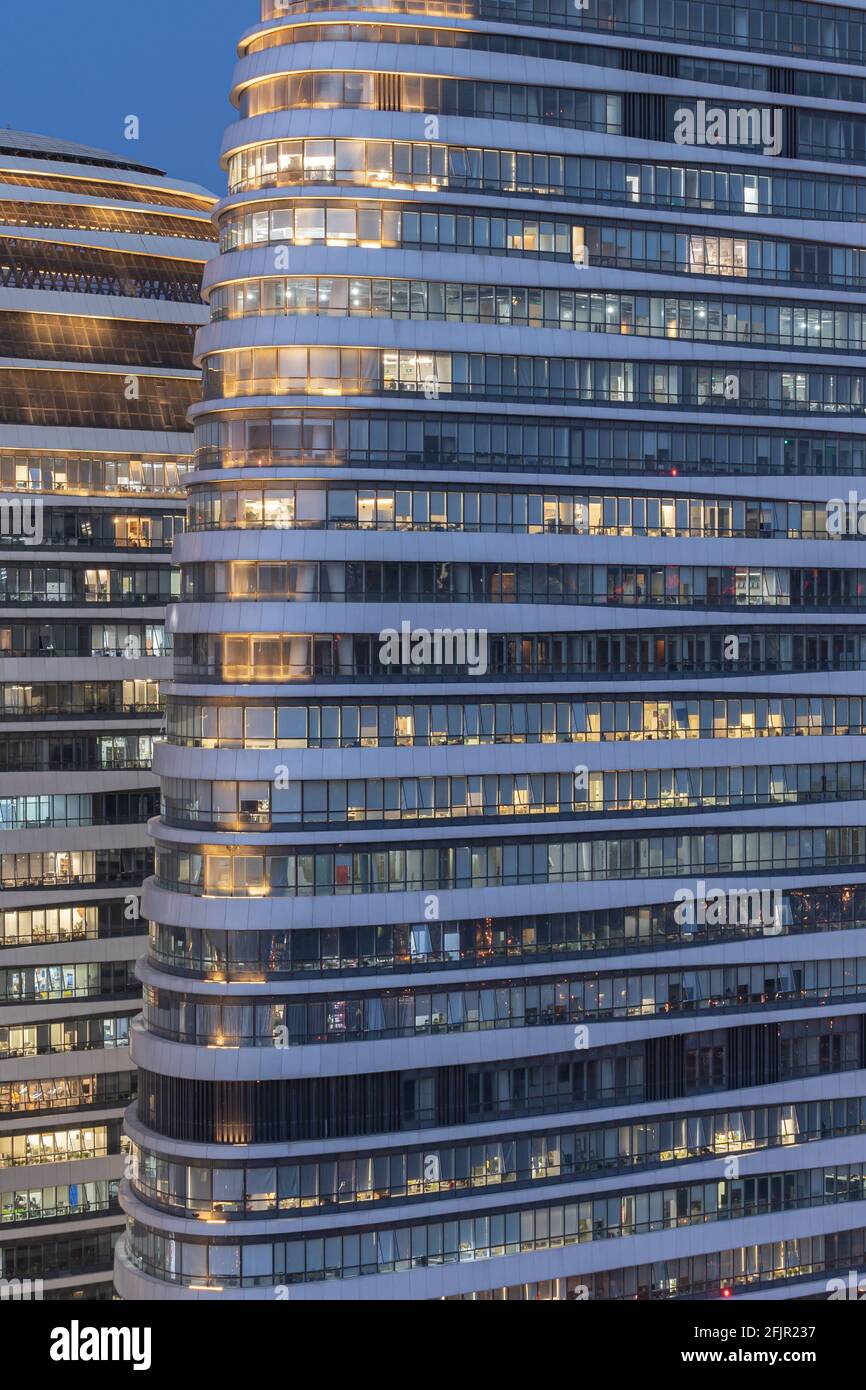 Close up view of glass window wall of modern office buildings Stock ...