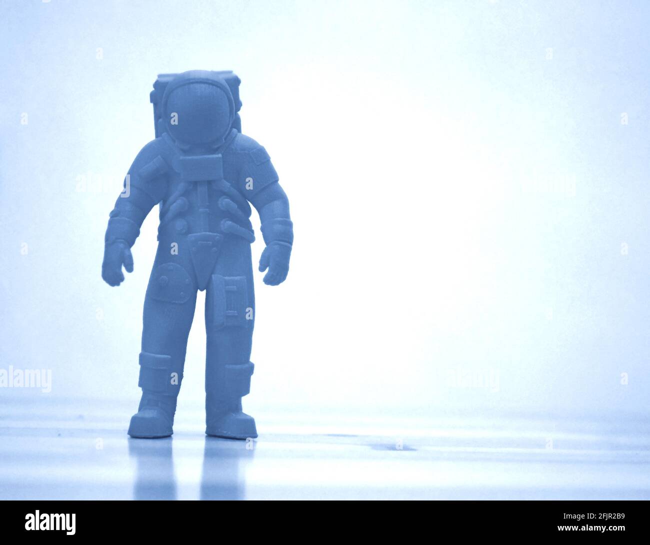 Model printed on 3d printer close-up. Cosmonaut of blue color Stock ...