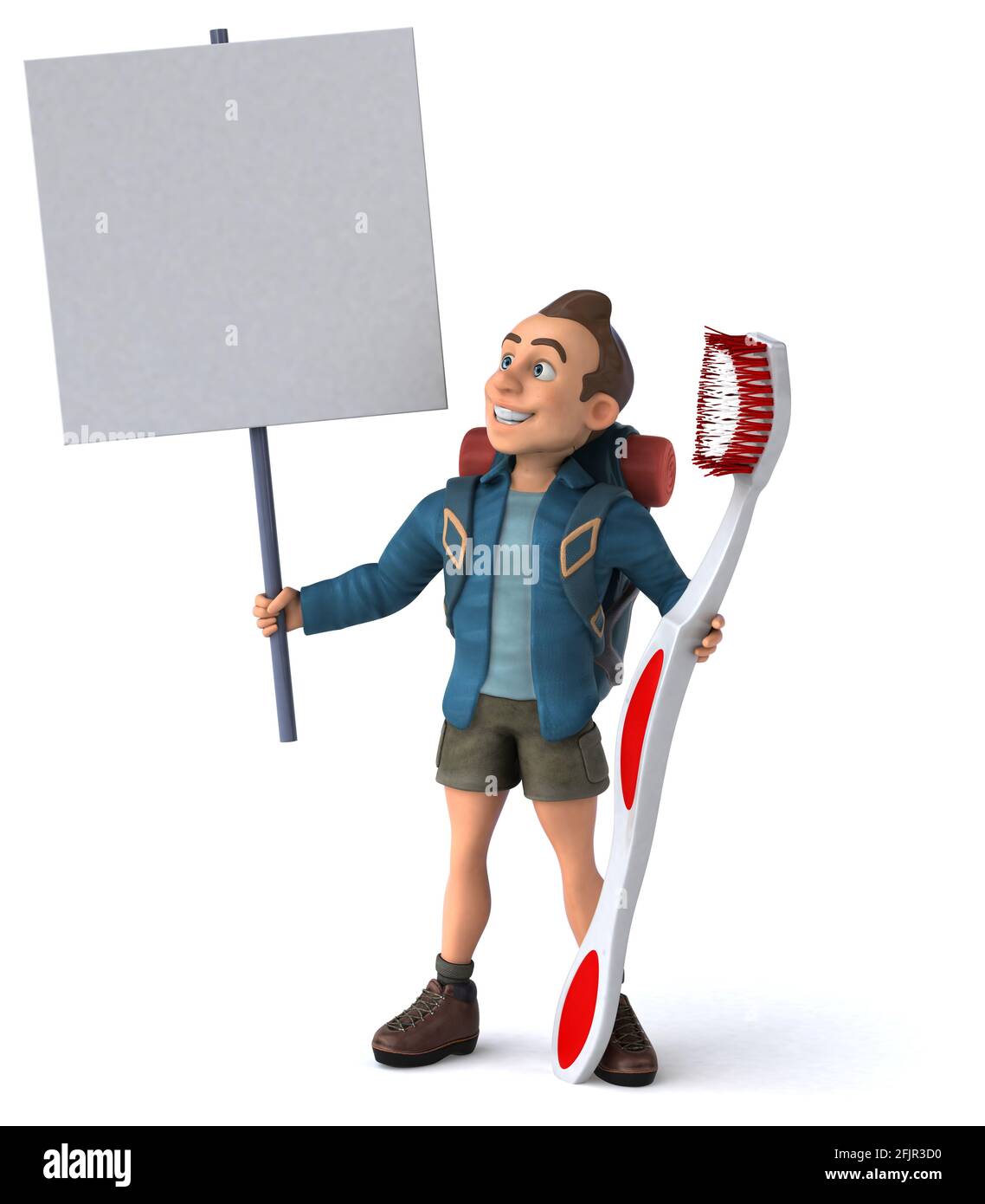 Fun illustration of a 3D cartoon backpacker Stock Photo - Alamy