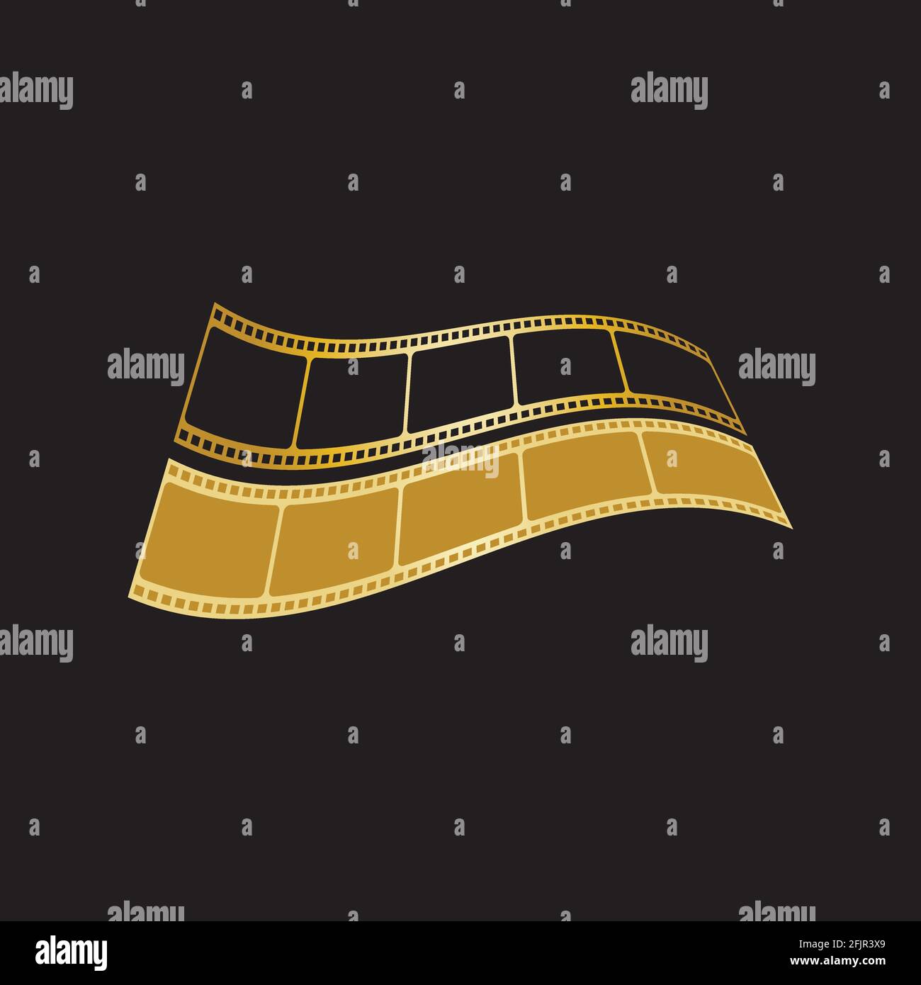GOLDEN FILM STRIP ISOLATED ON BLACK BACKGROUND VECTOR ILLUSTRATION ...