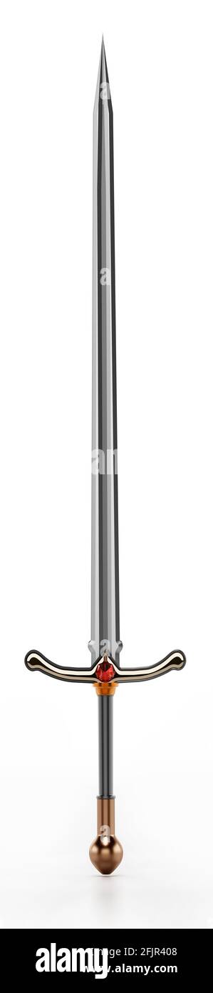 Sword isolated on white background. 3D illustration Stock Photo - Alamy