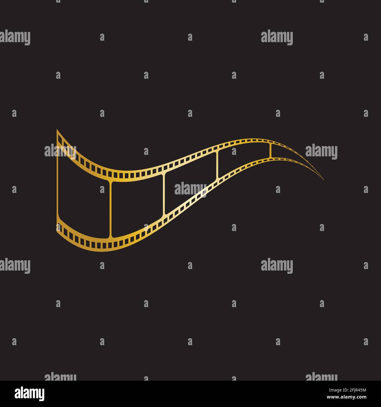 GOLDEN FILM STRIP ISOLATED ON BLACK BACKGROUND VECTOR ILLUSTRATION ...