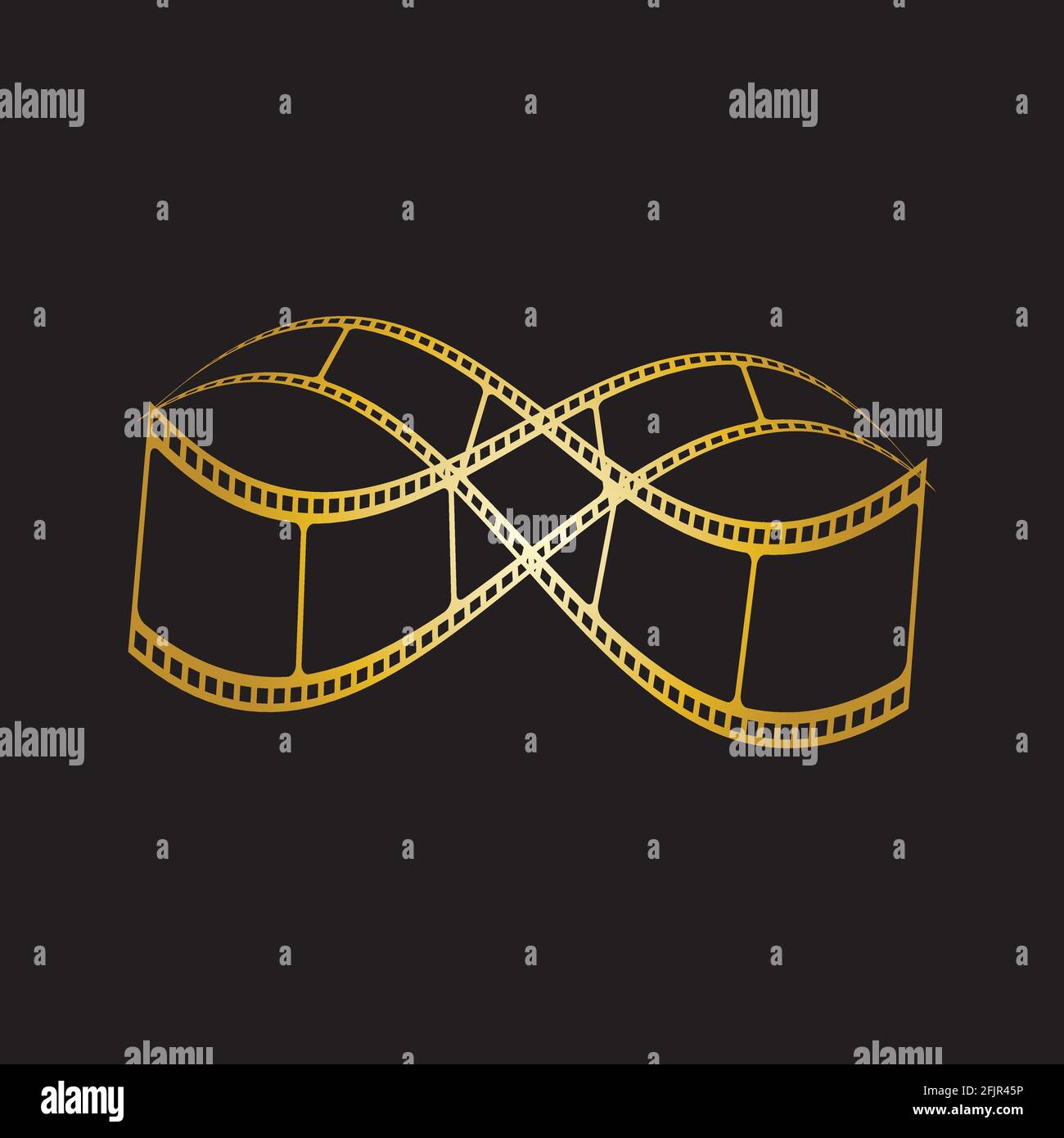 GOLDEN FILM STRIP ISOLATED ON BLACK BACKGROUND VECTOR ILLUSTRATION ...
