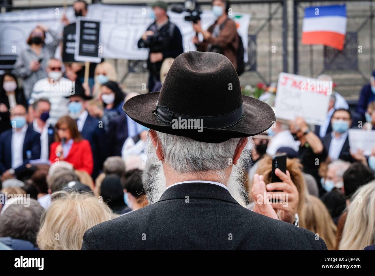 Lyon (France), April 25, 2021.About 800 people gathered in front of the ...