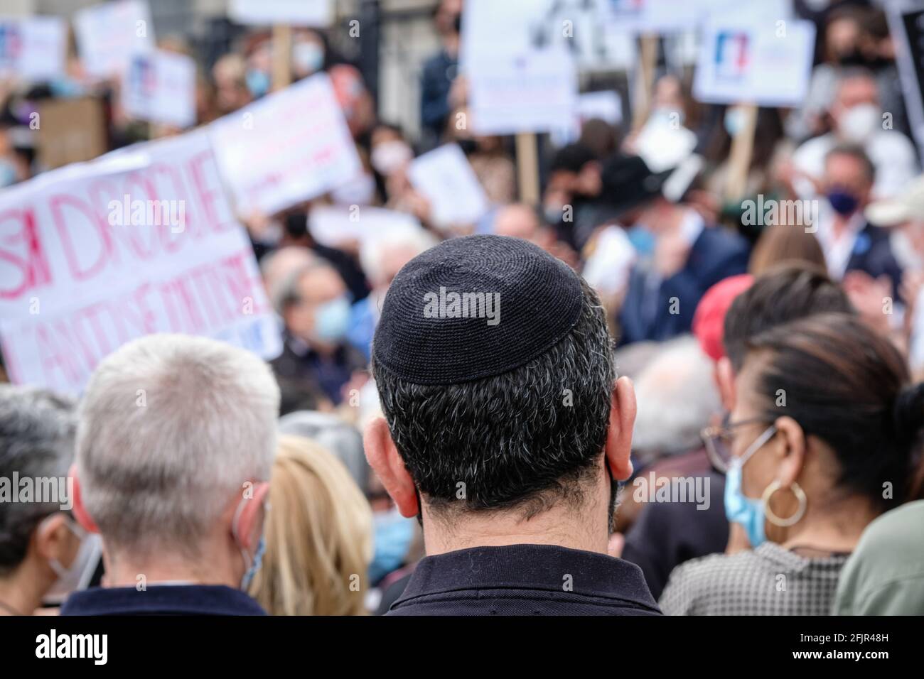 Lyon (France), April 25, 2021.About 800 people gathered in front of the ...