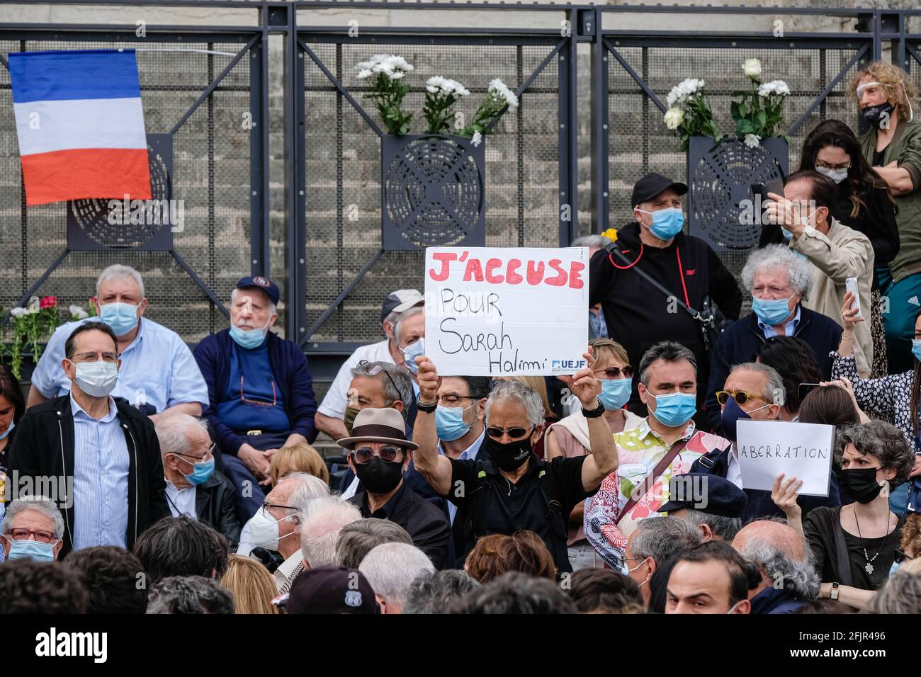 Lyon (France), April 25, 2021.About 800 people gathered in front of the ...