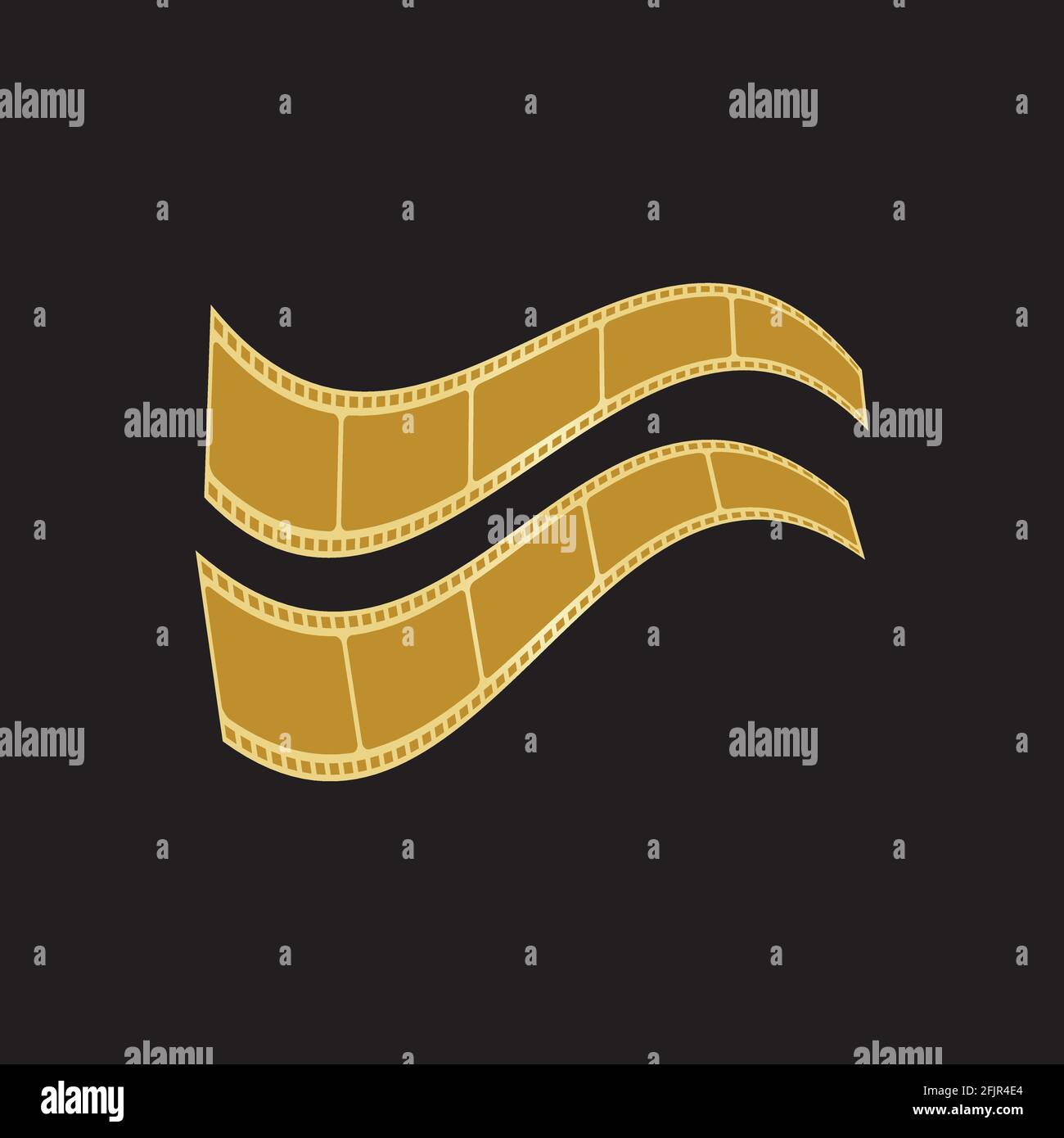GOLDEN FILM STRIP ISOLATED ON BLACK BACKGROUND VECTOR ILLUSTRATION ...