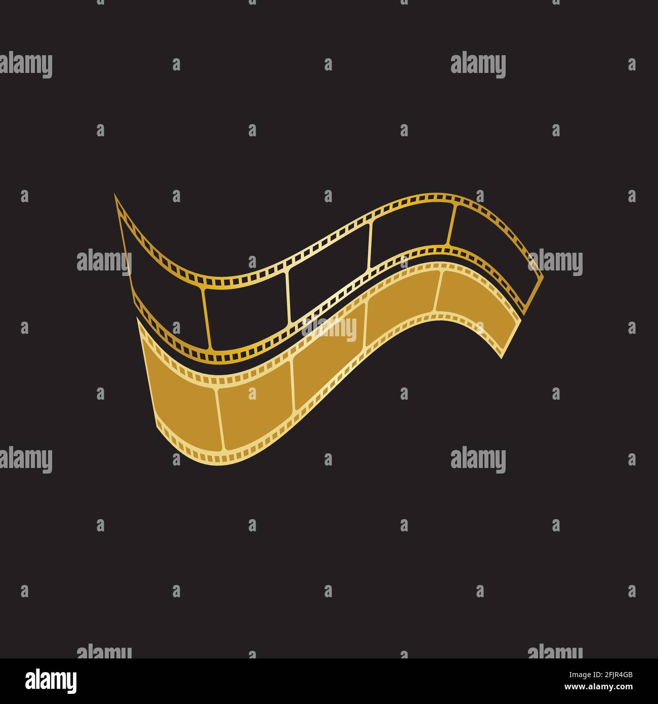 GOLDEN FILM STRIP ISOLATED ON BLACK BACKGROUND VECTOR ILLUSTRATION ...