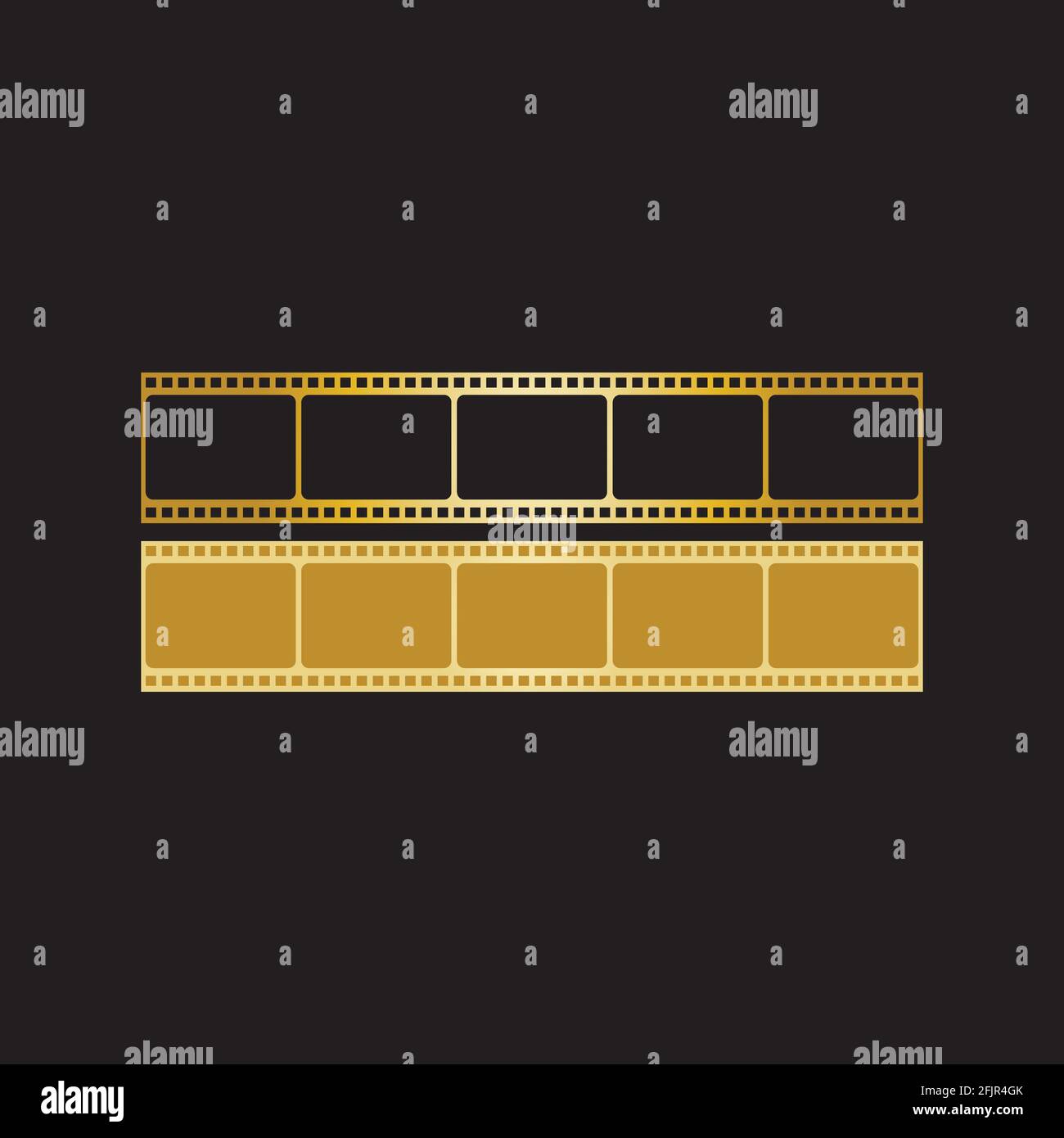GOLDEN FILM STRIP ISOLATED ON BLACK BACKGROUND VECTOR ILLUSTRATION ...