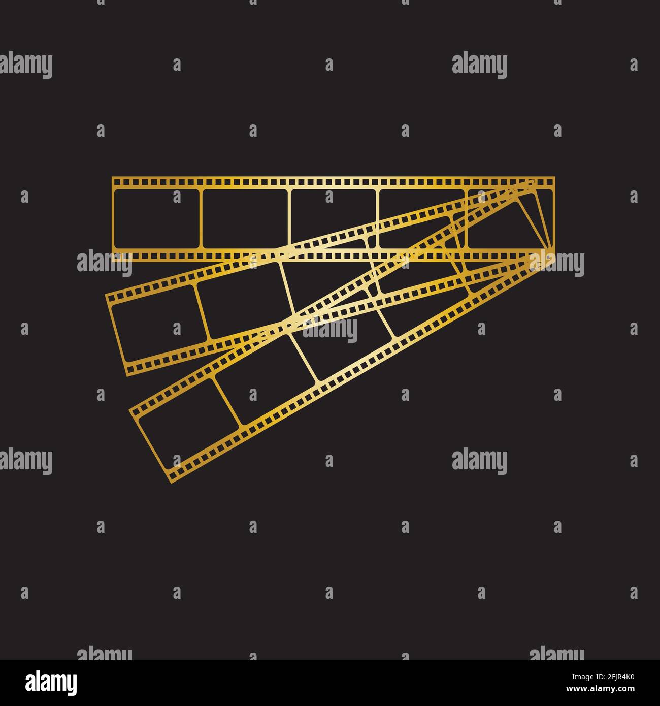 GOLDEN FILM STRIP ISOLATED ON BLACK BACKGROUND VECTOR ILLUSTRATION ...