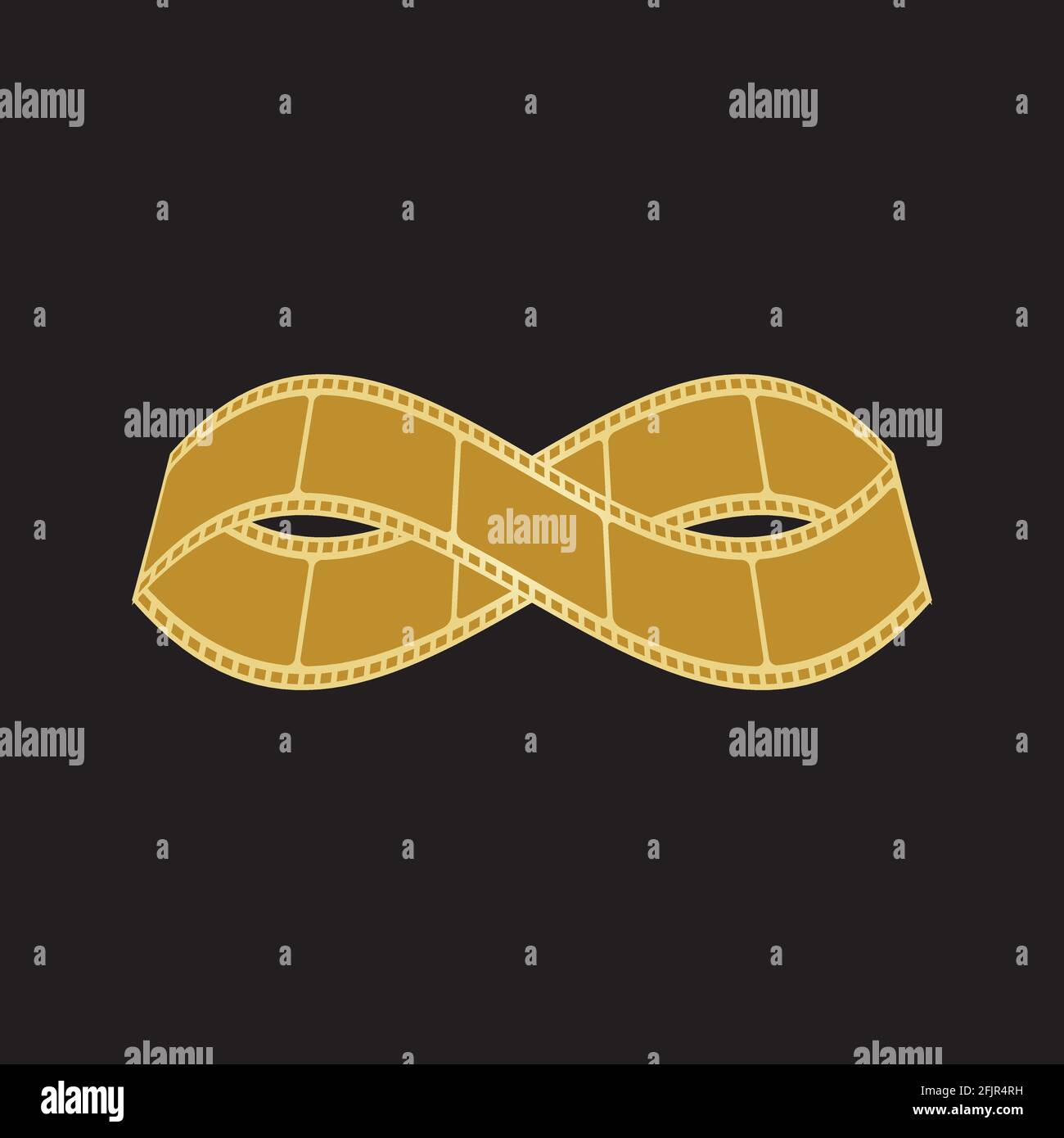 GOLDEN FILM STRIP ISOLATED ON BLACK BACKGROUND VECTOR ILLUSTRATION ...