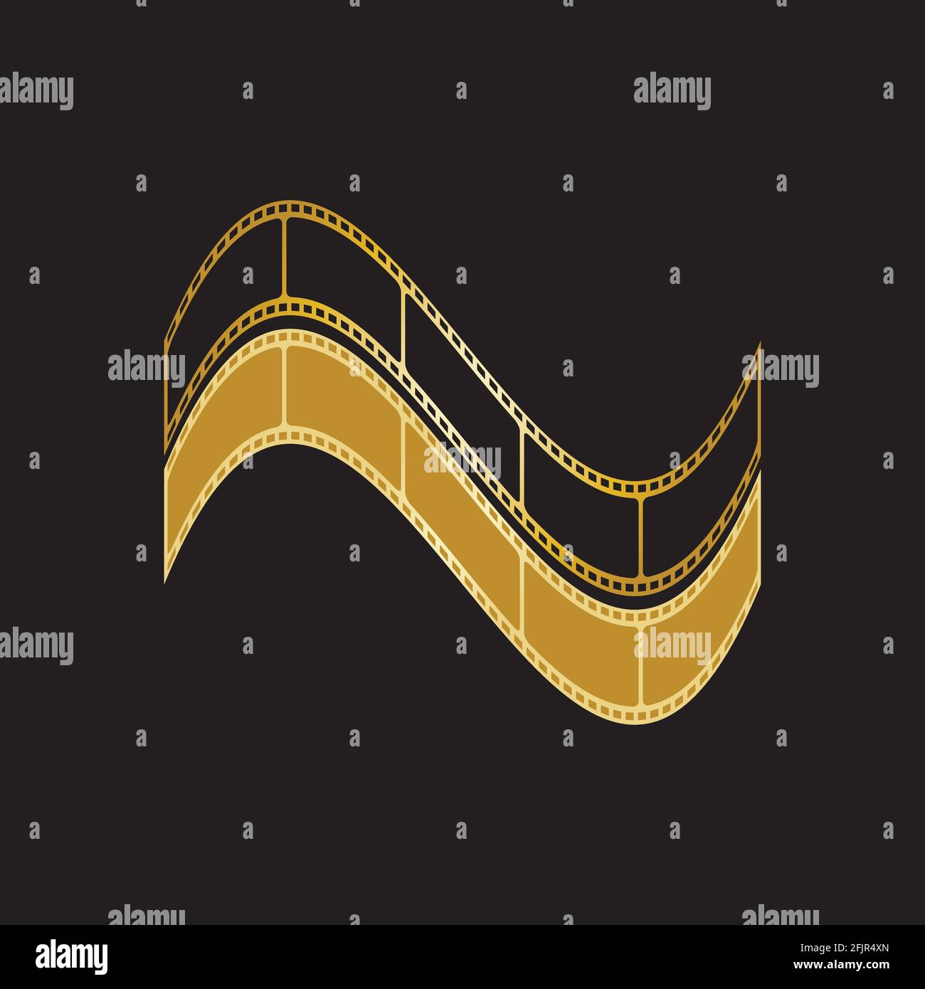 GOLDEN FILM STRIP ISOLATED ON BLACK BACKGROUND VECTOR ILLUSTRATION ...