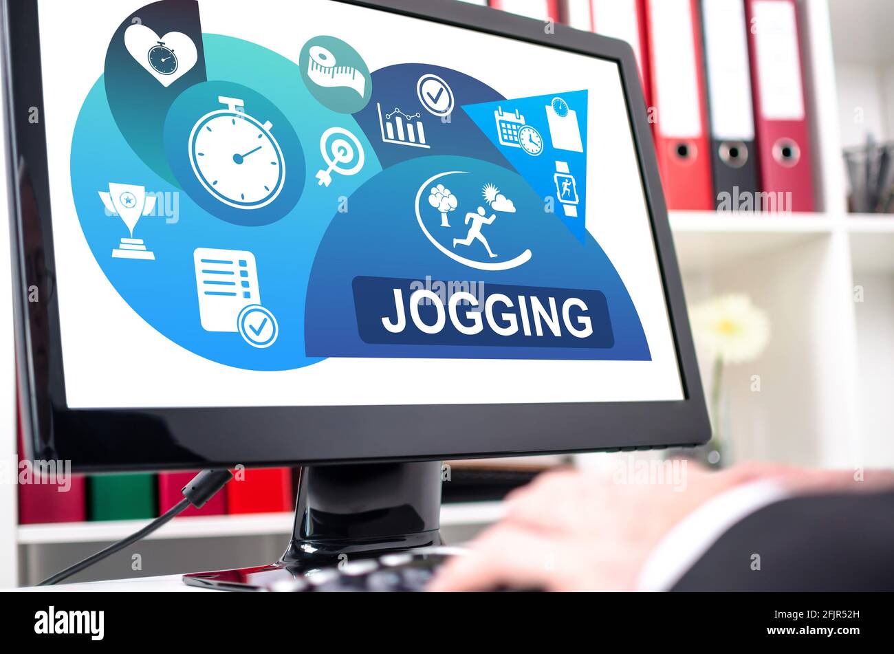 Jogging concept shown on a computer screen Stock Photo - Alamy