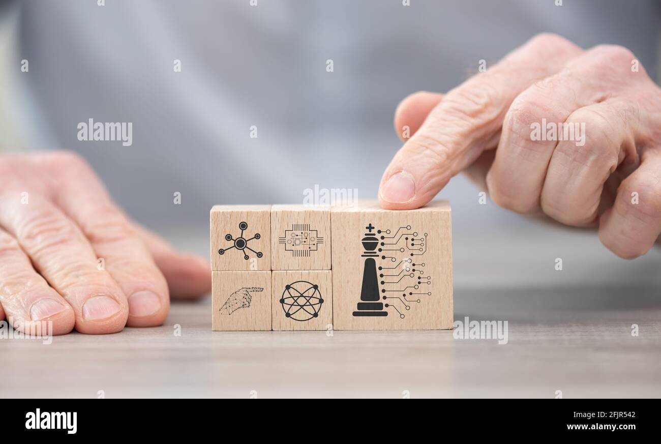 Wooden blocks with symbol of digital strategy concept Stock Photo - Alamy