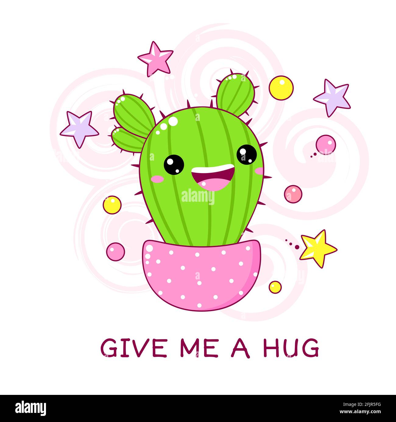 Give me a hug. Kawaii cactus asking for hugs. Poster for nursery ...