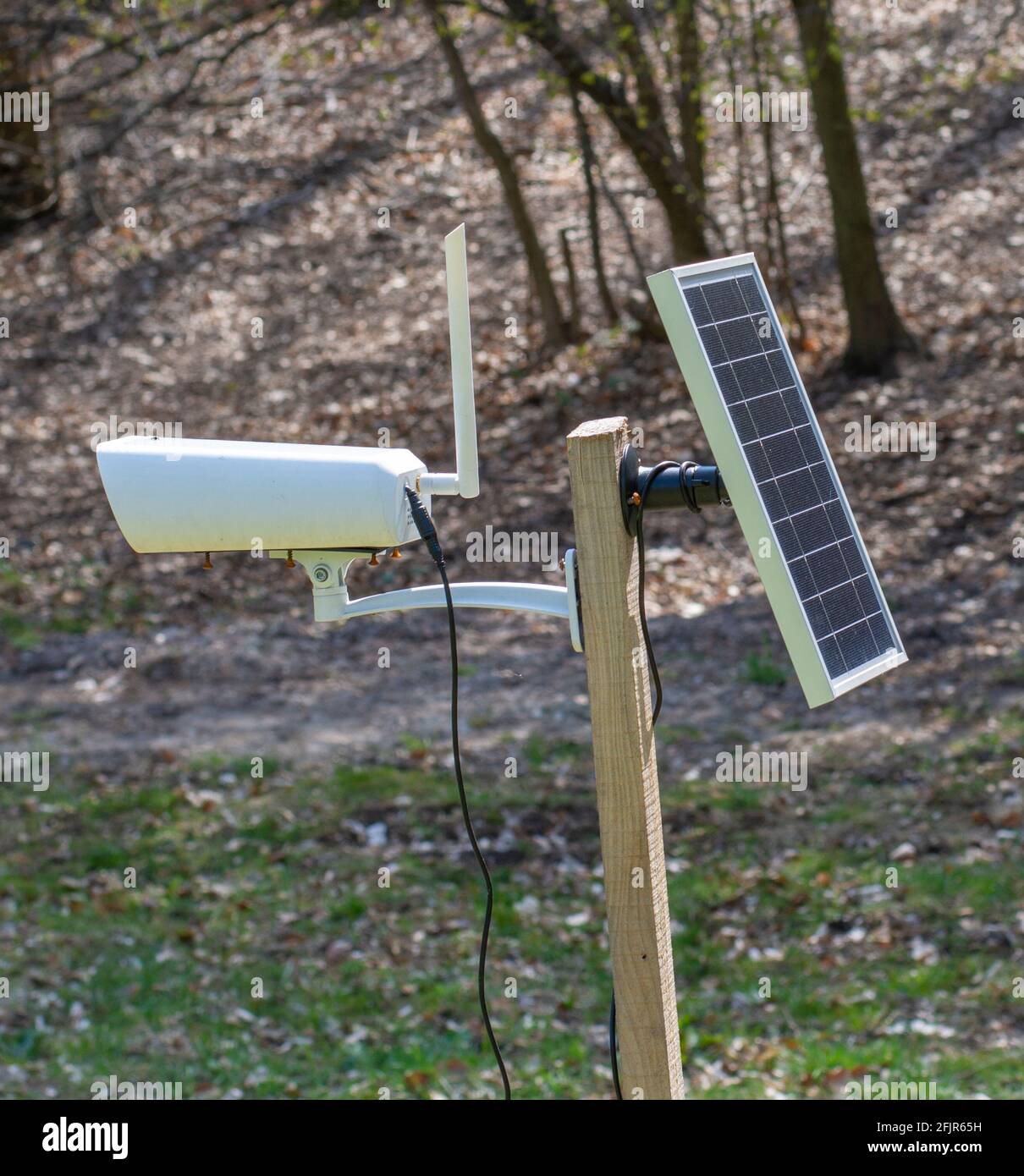 Surveillance camera with solar panel. Solar powered CCTV camera in ...