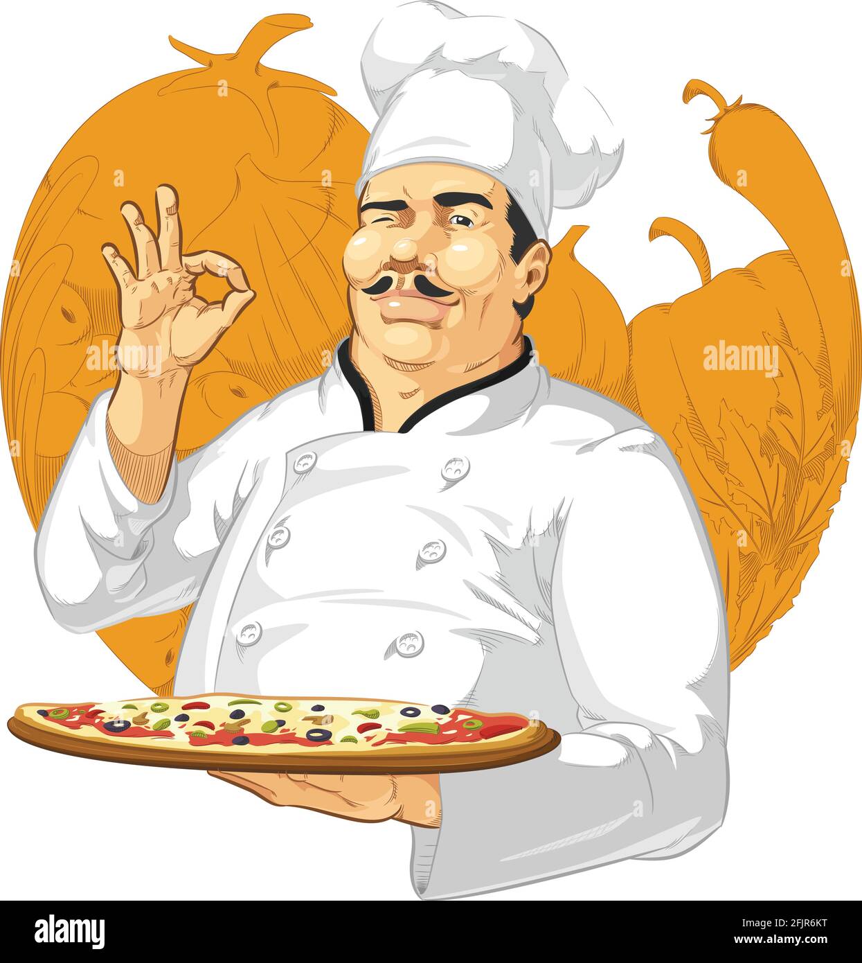 Pizzeria Restaurant Chef Pizza Maker Cook Parlor Cartoon Mascot Stock ...