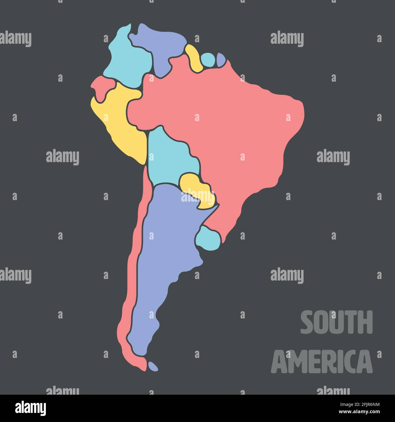 Smooth map of South America continent Stock Vector Image & Art - Alamy
