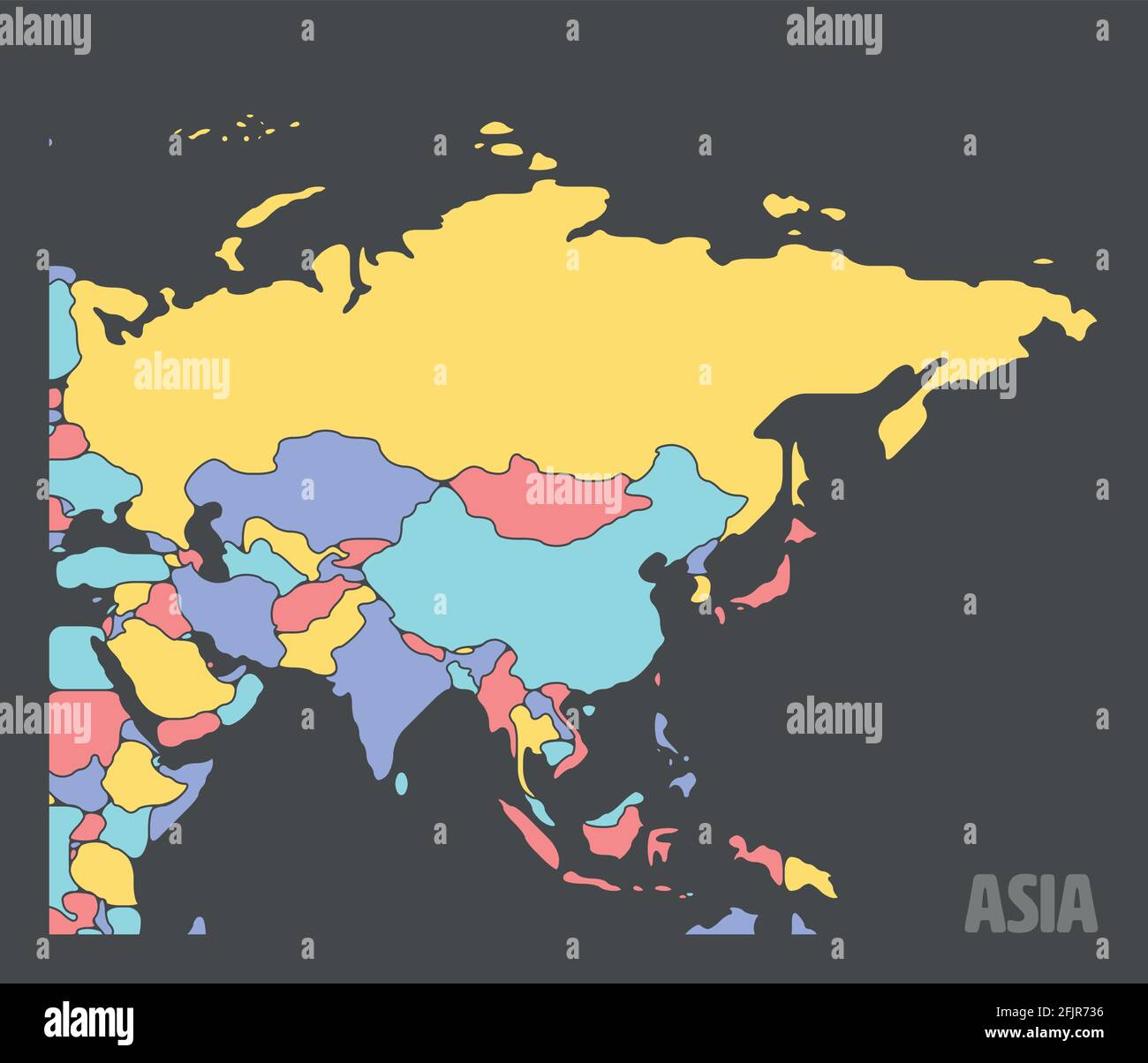 Smooth map of Asia continent Stock Vector Image & Art - Alamy