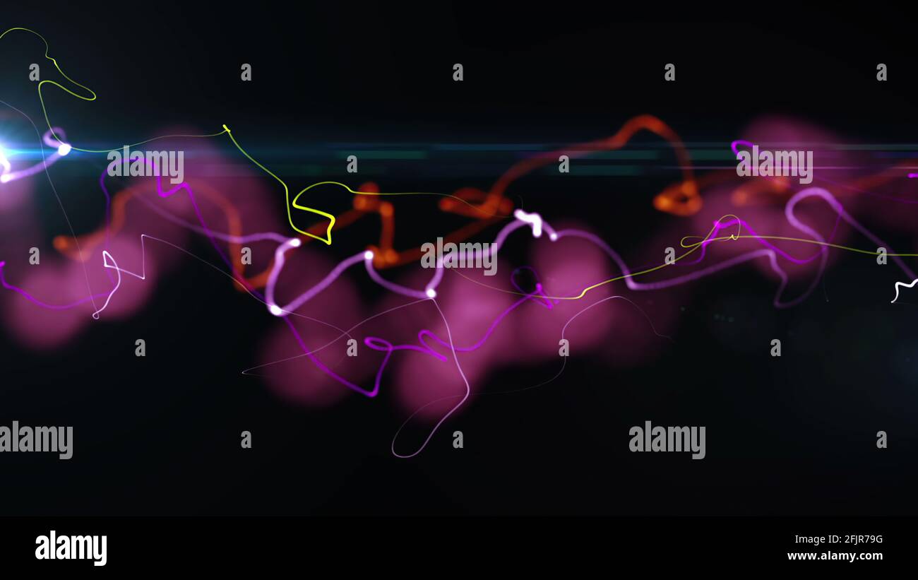 3D illustration - background with twisted particle strings and optical ...