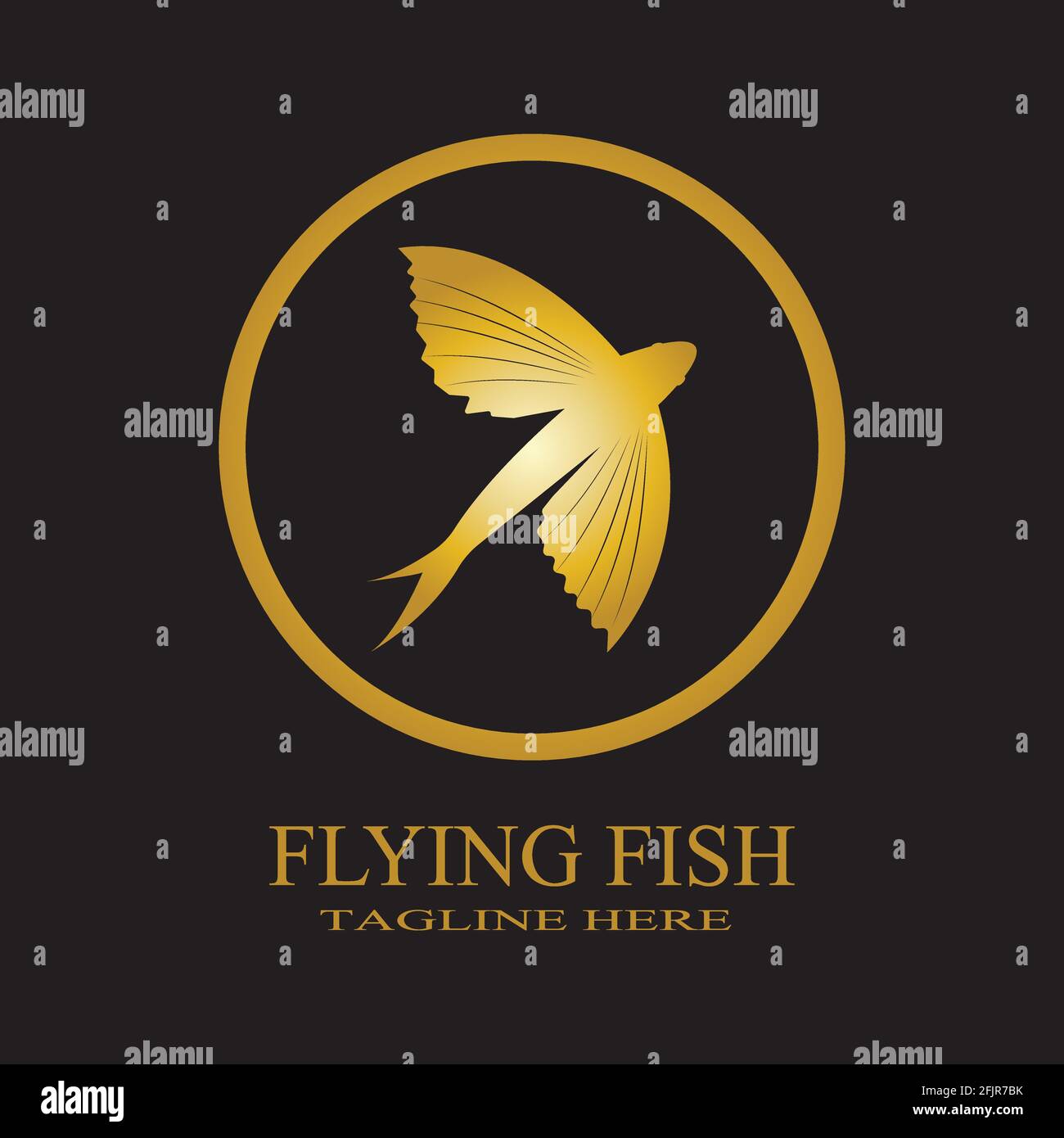 gold flying fish logo vector icon design template Stock Vector Image ...