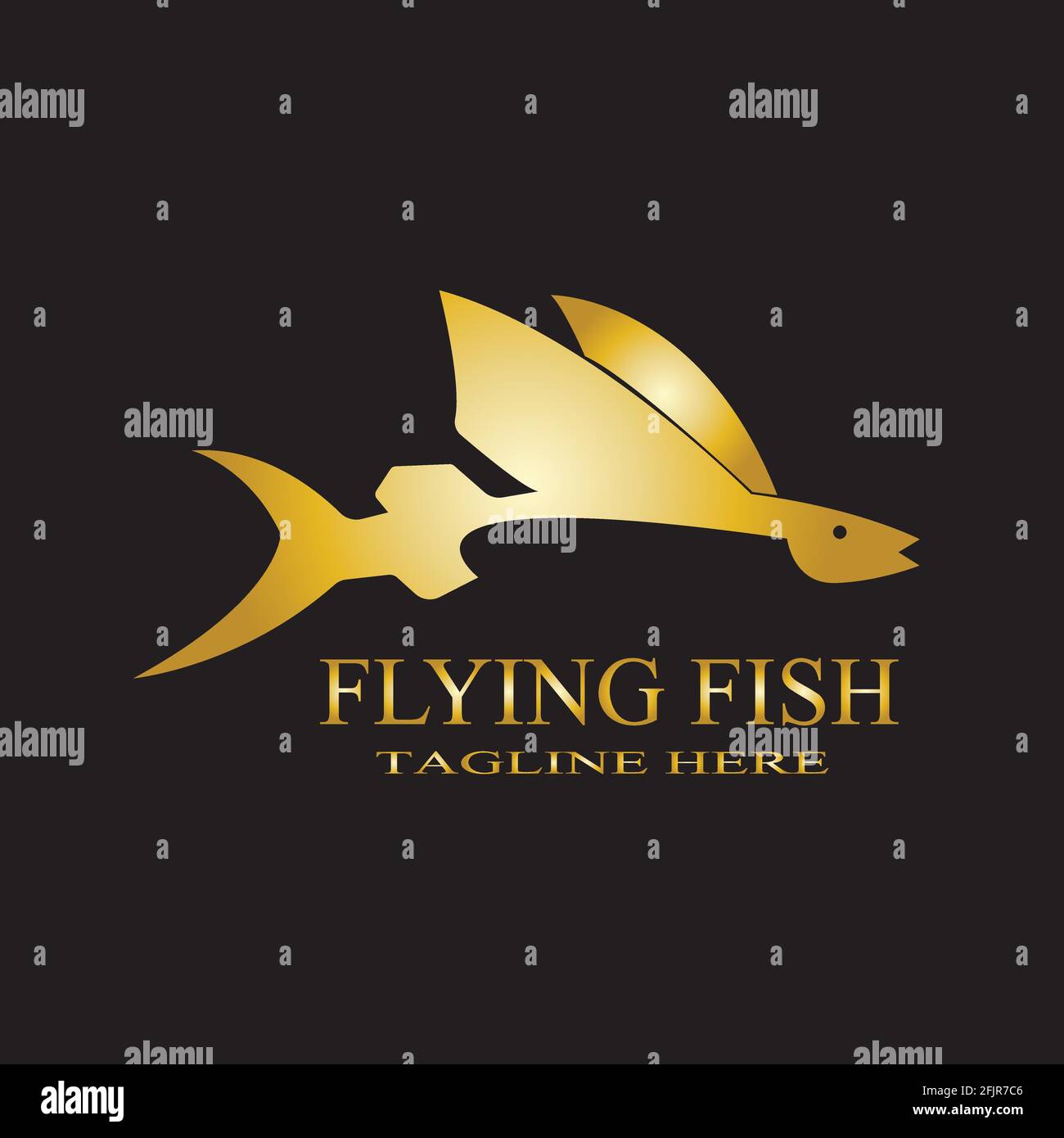 gold flying fish logo vector icon design template Stock Vector Image ...