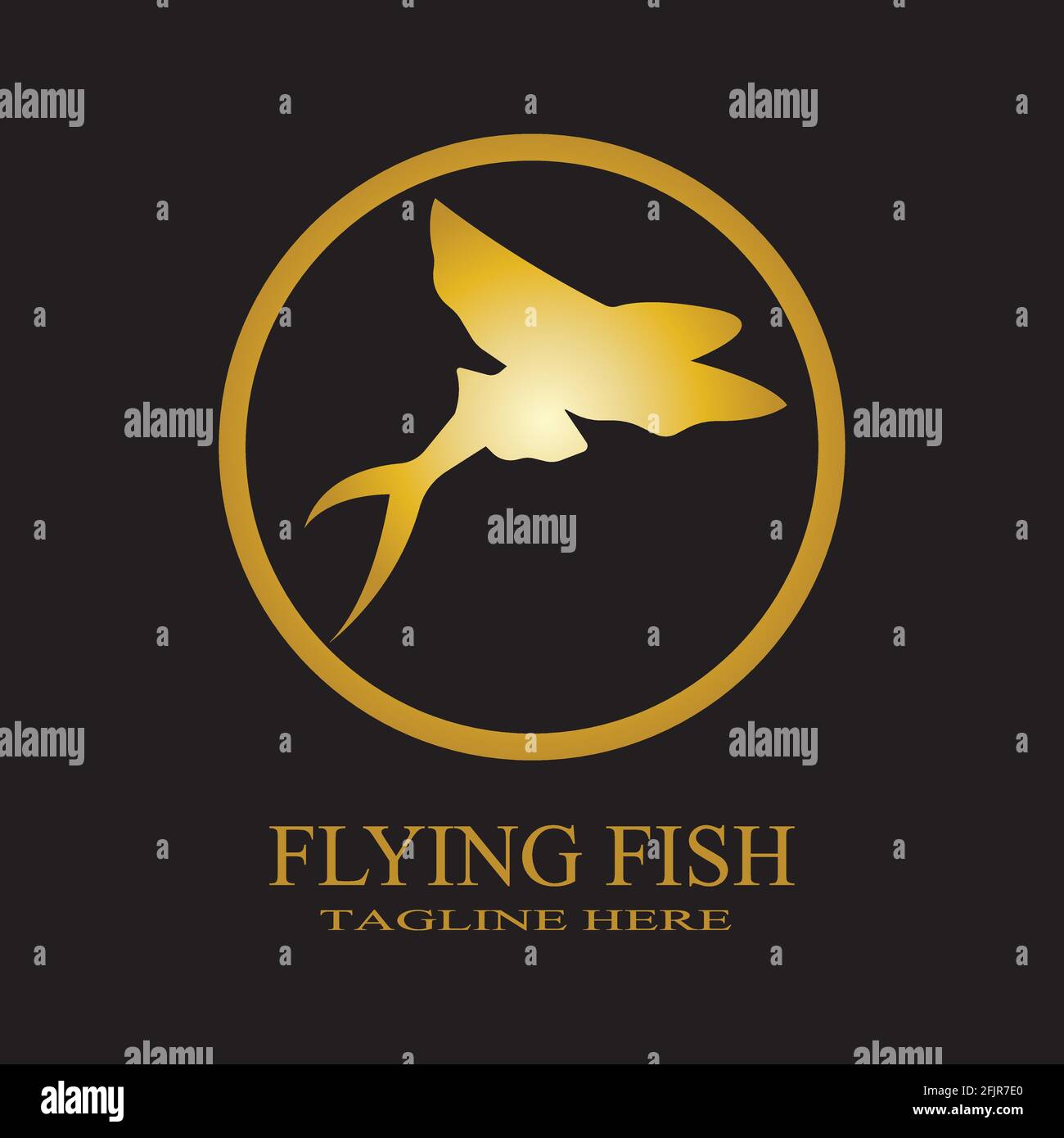 gold flying fish logo vector icon design template Stock Vector Image ...